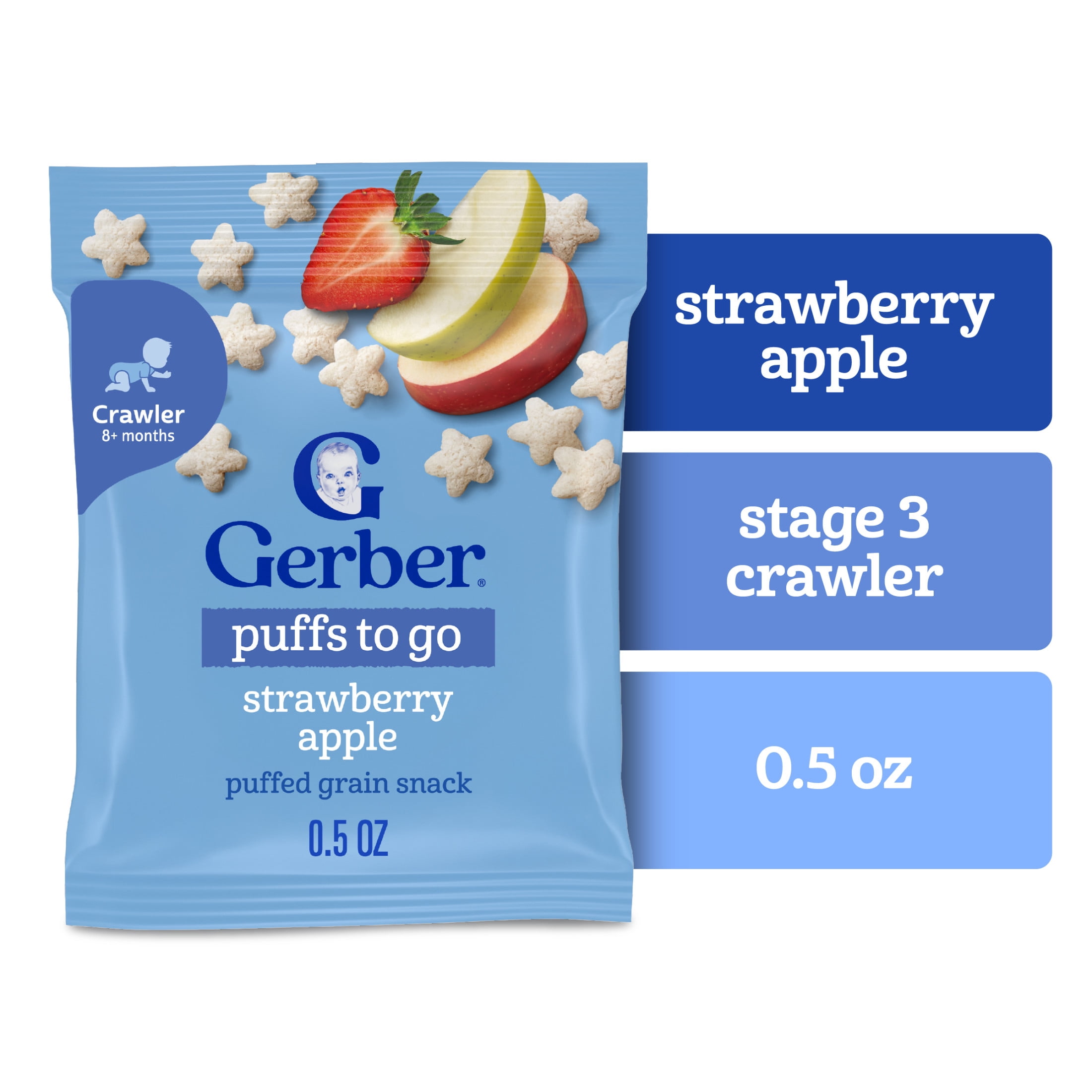 Gerber Stage 3 Baby Snacks, Strawberry Apple Puffs, Grain Snack, Baby ...