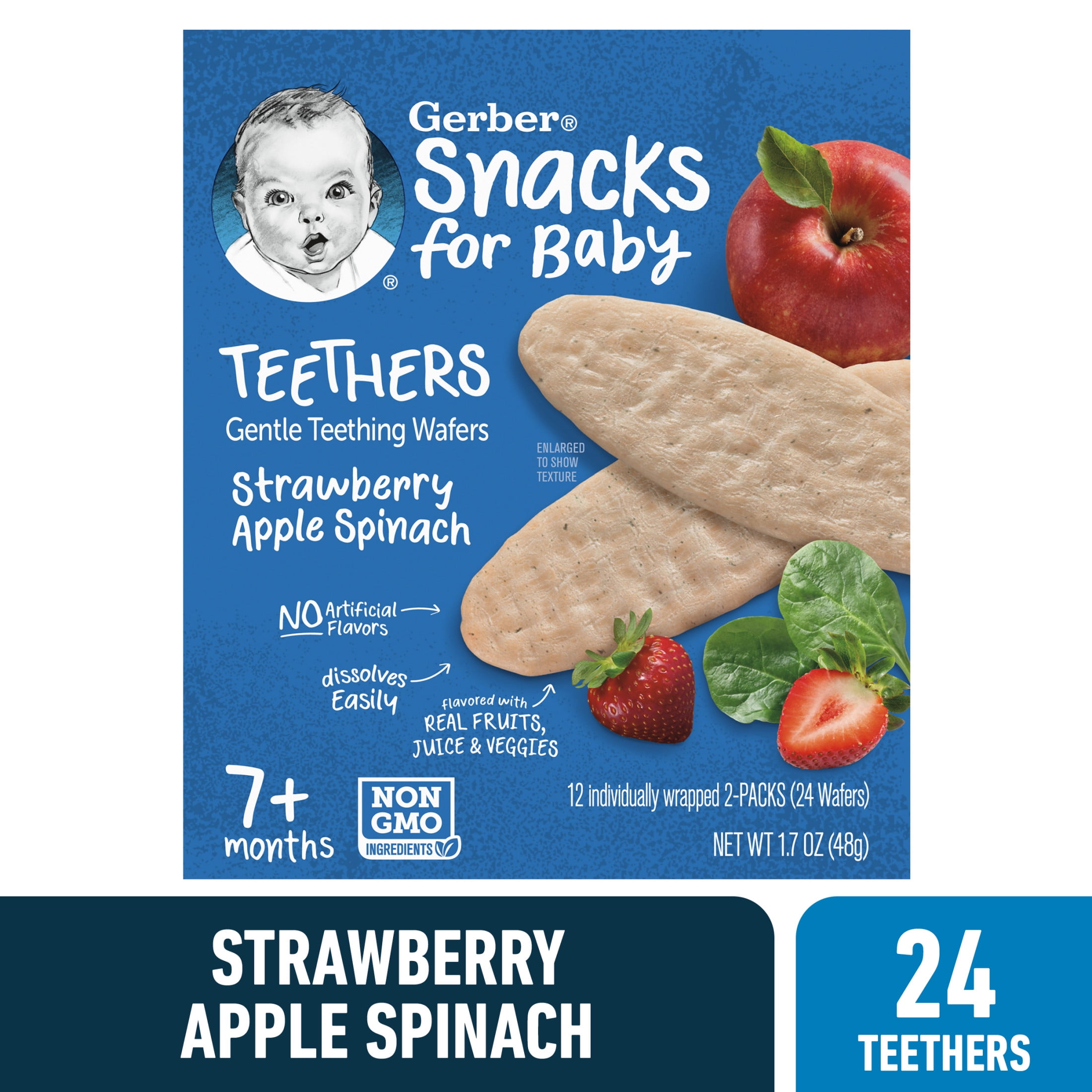 Gerber Stage 3 Baby Food, Teethers, Strawberry Apple Spinach, 1.7 oz ...