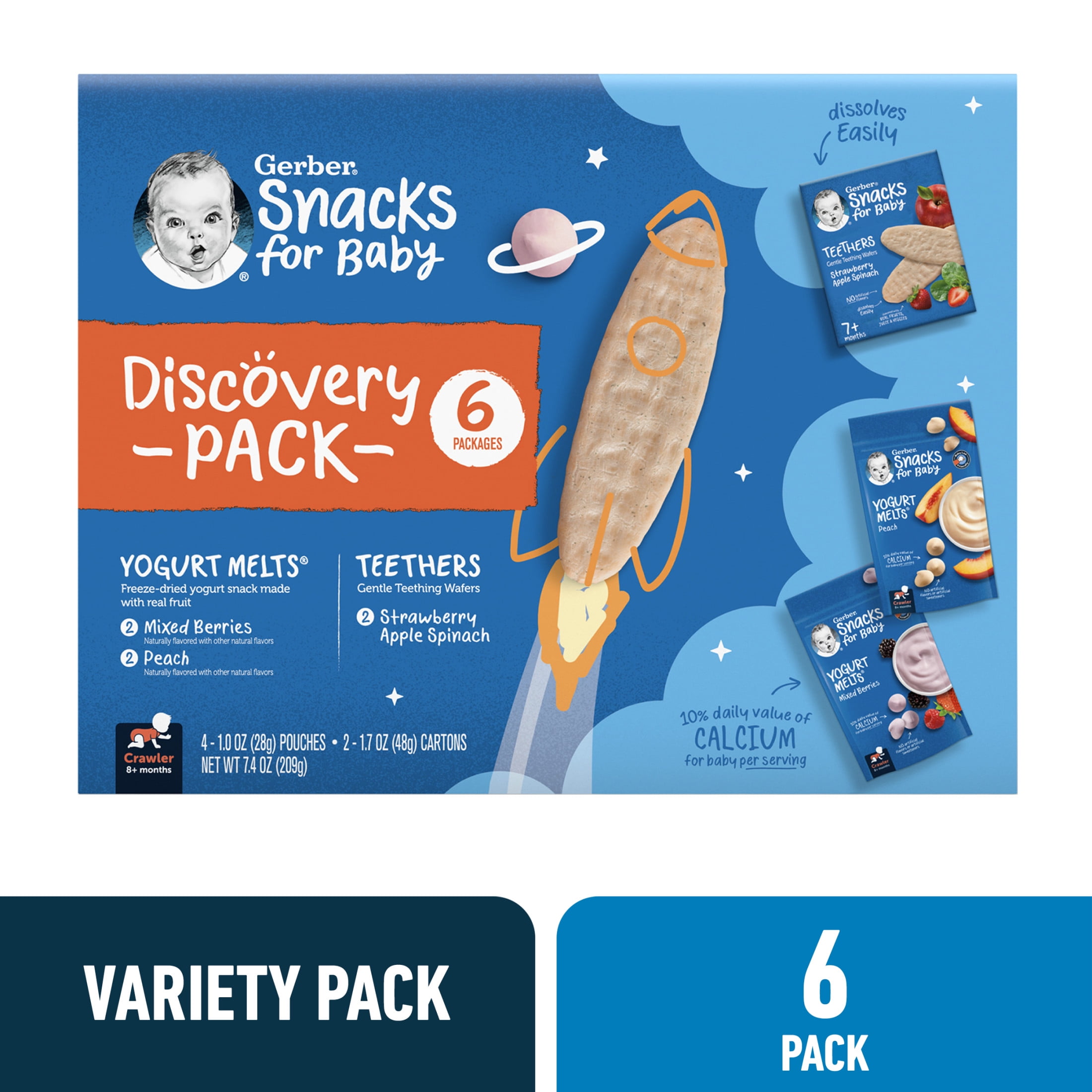 Gerber Stage 3 Baby Food, Teethers and Yogurt Melts Snacks Variety Pack ...