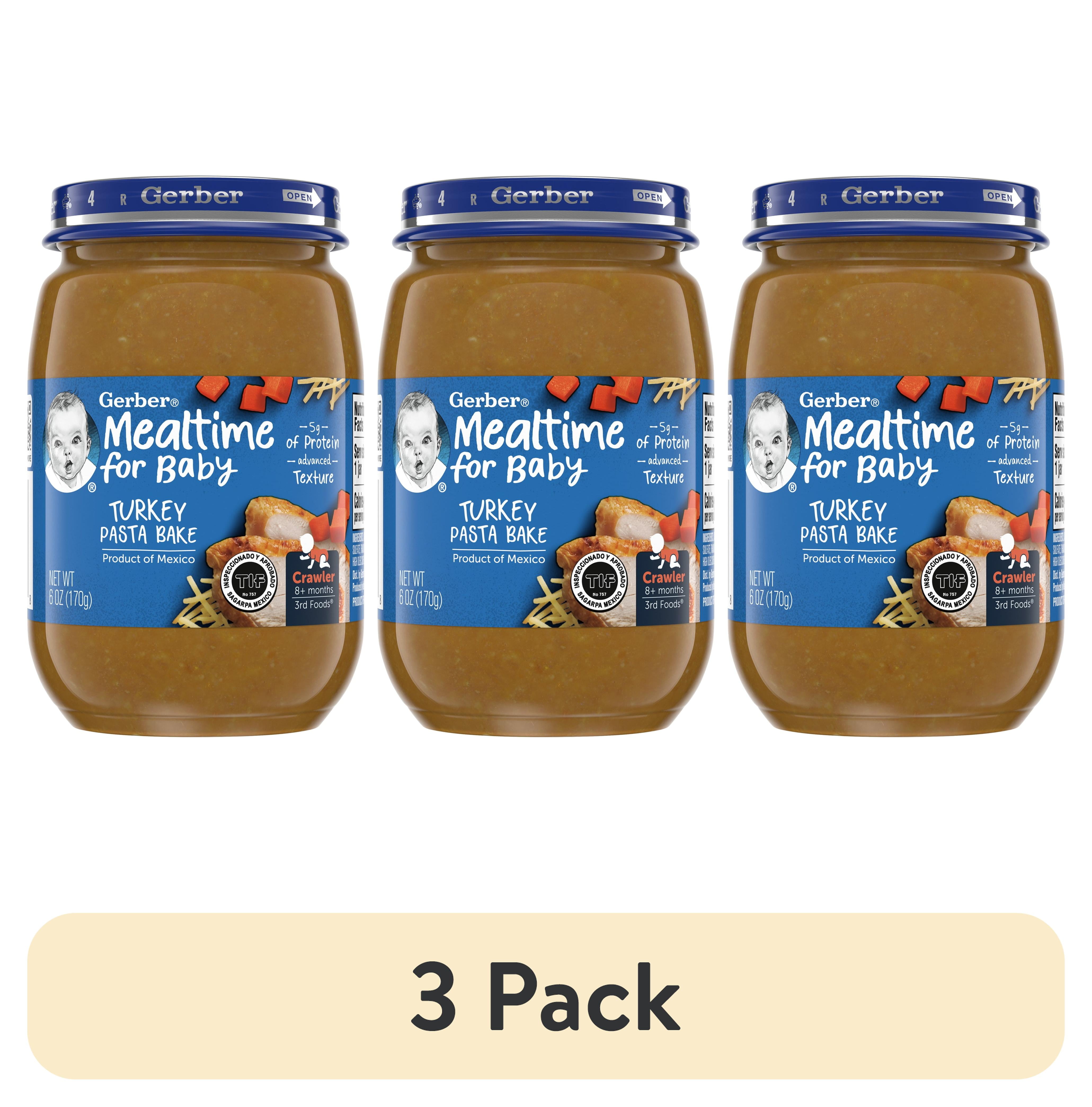 (3 pack) Gerber Stage 3 Baby Food, Turkey Pasta Bake Baby Food, 6 oz ...