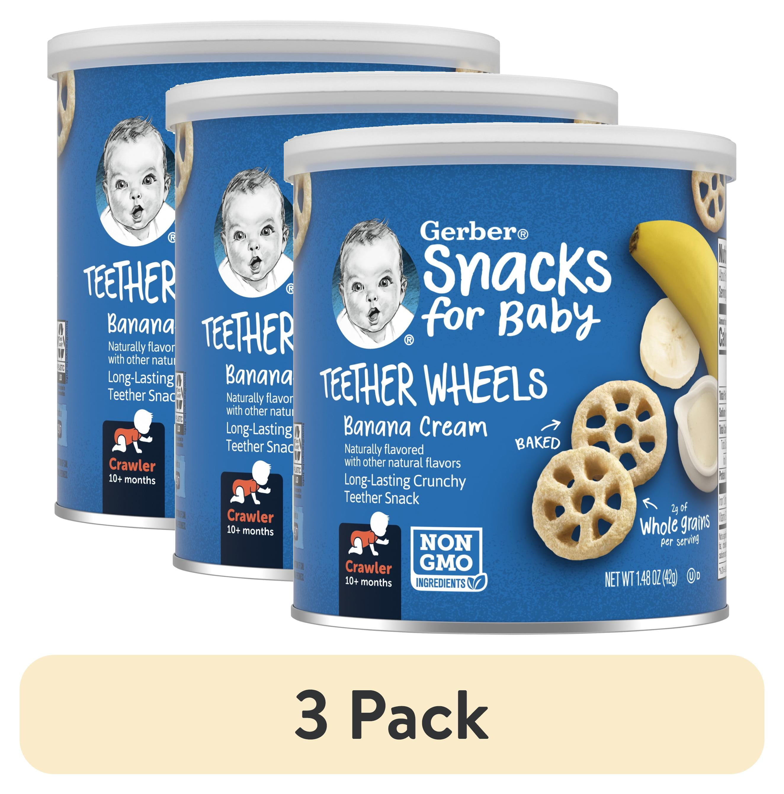 (3 pack) Gerber Stage 3 Teether Wheels Baby Food, Banana Cream, 1.48 oz ...