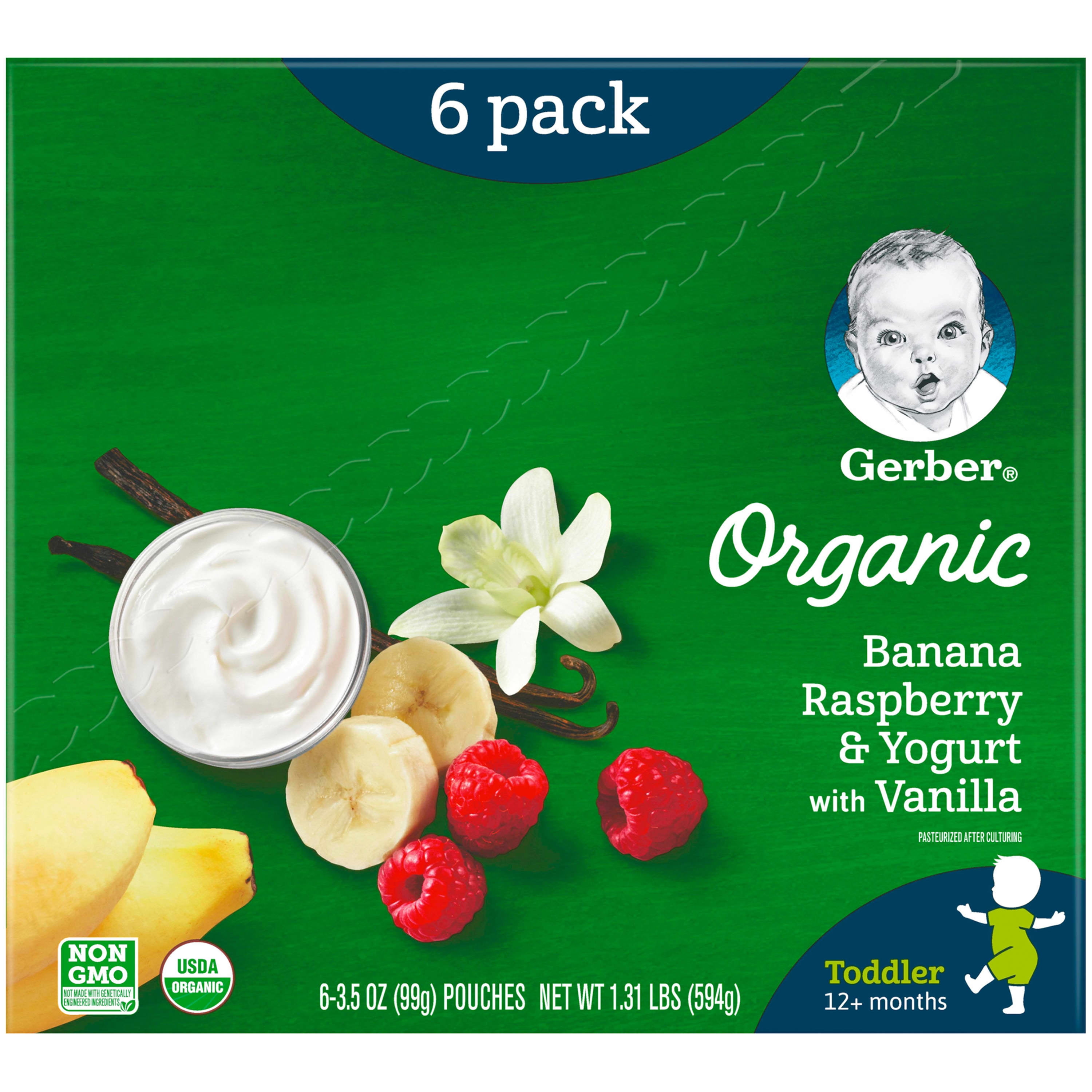 Gerber Organic Toddler Baby Food, Banana Raspberry Vanilla, 3.5 oz ...