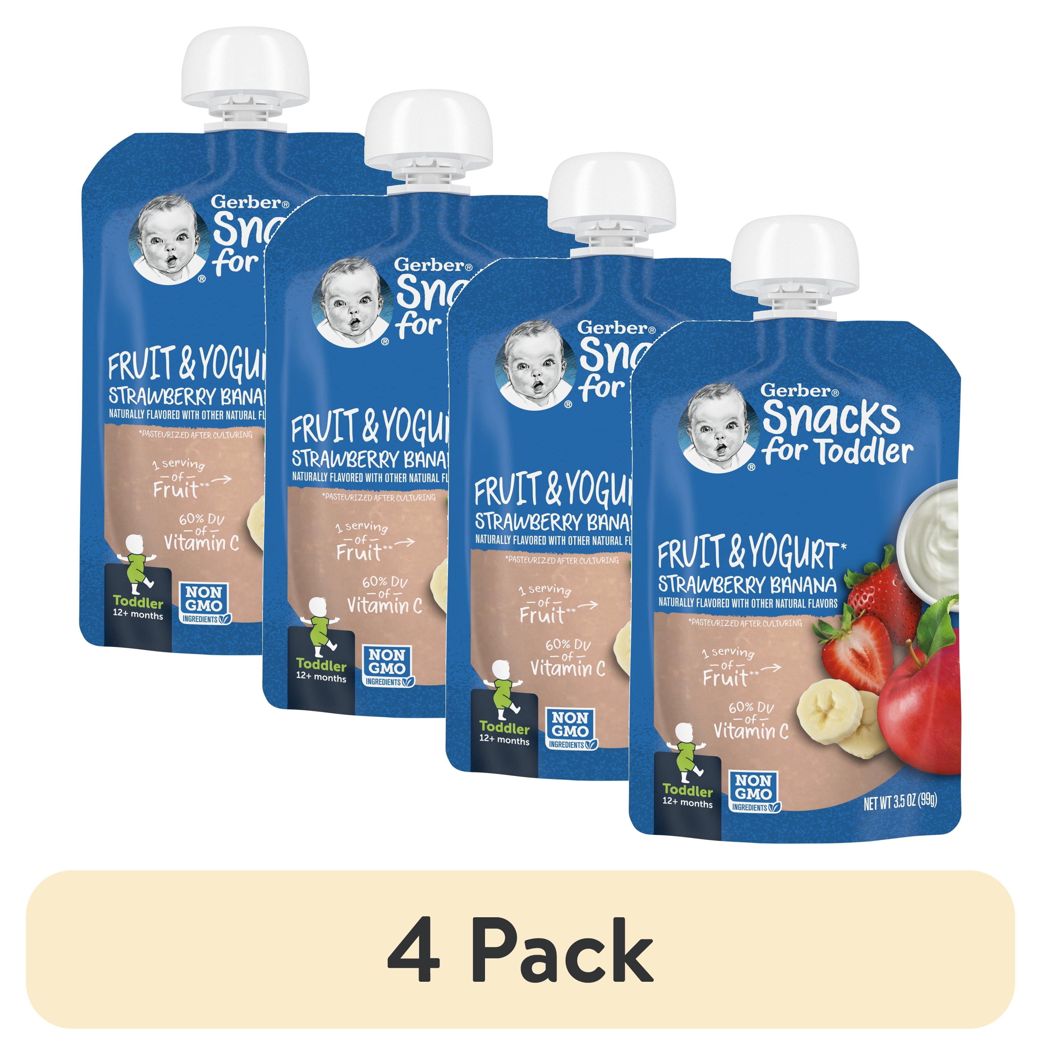 (4 pack) Gerber Toddler Baby Food Snack, Strawberry Banana Fruit and ...