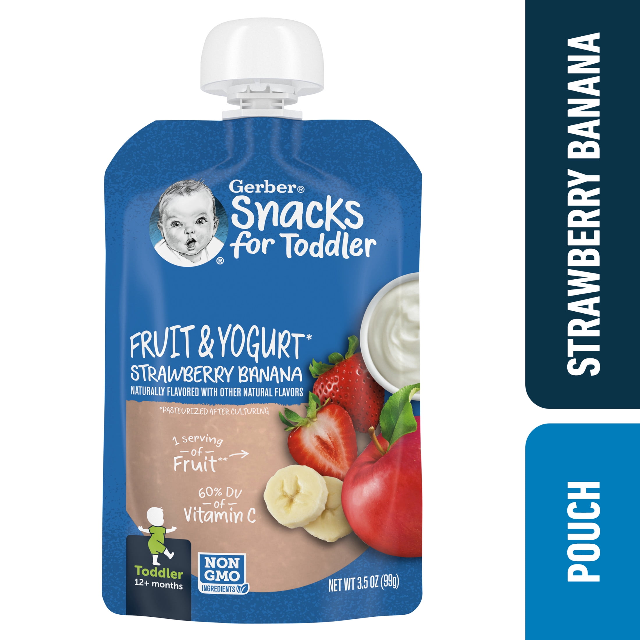Gerber Toddler Food Snack Banana Fruit and Yogurt Smoothie 3.5 oz Pouch ...
