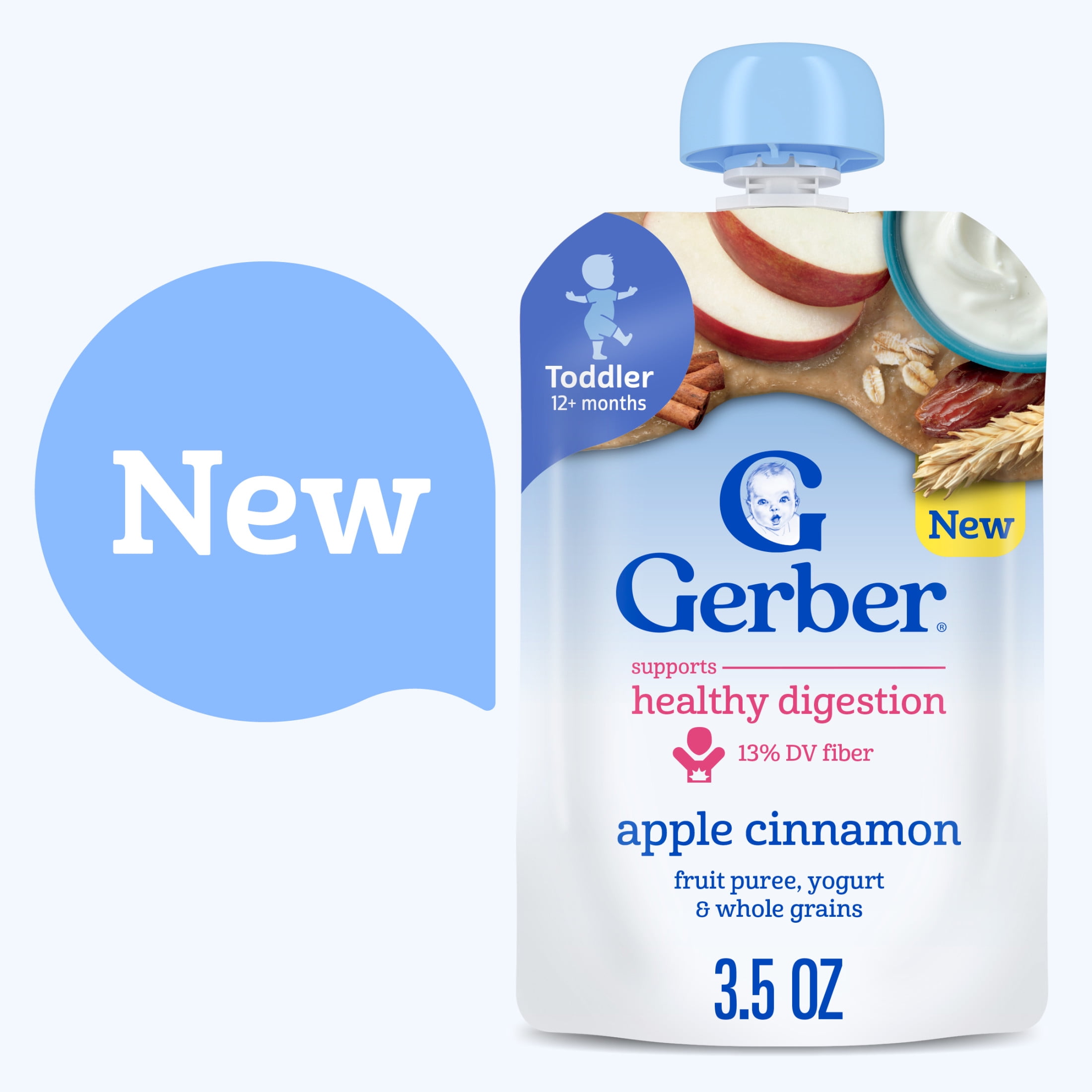 Gerber Toddler Food, Apple Cinnamon, Fruit Puree, Yogurt & Whole Grains ...
