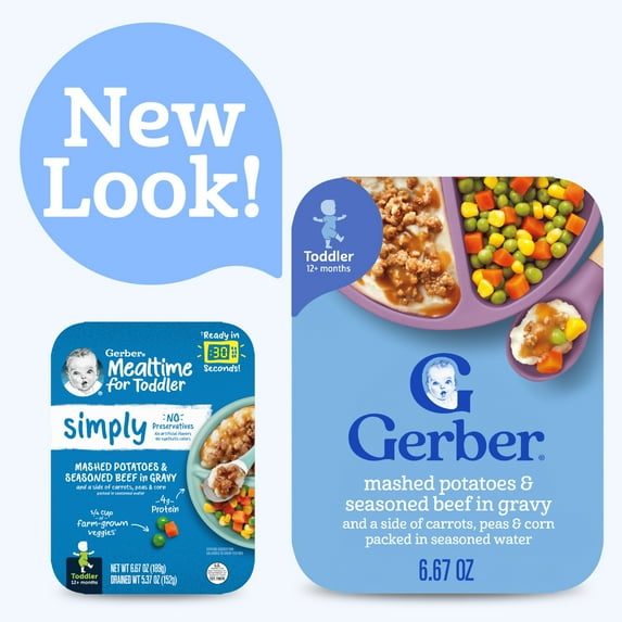 Gerber Toddler Food, Mashed Potatoes & Seasoned Beef in Gravy with ...