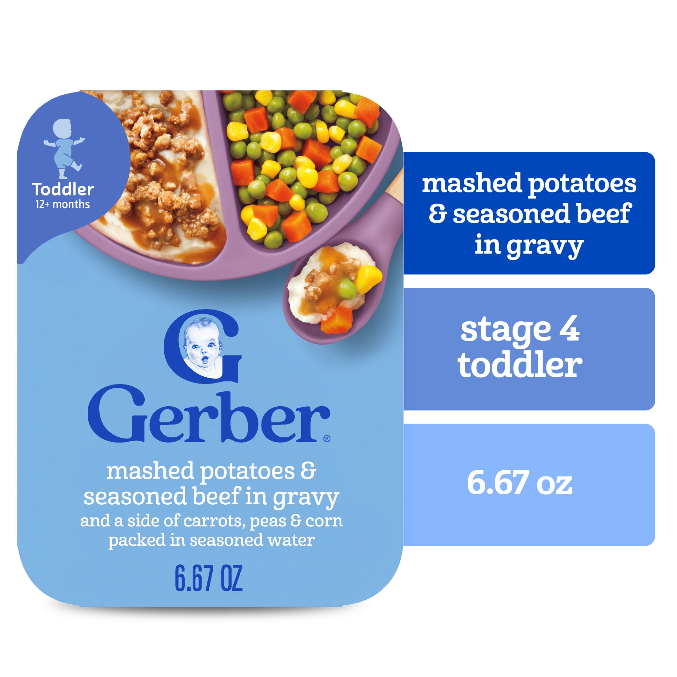 Gerber Toddler Food Mashed Potatoes and Seasoned Beef in Gravy 6.6 oz ...