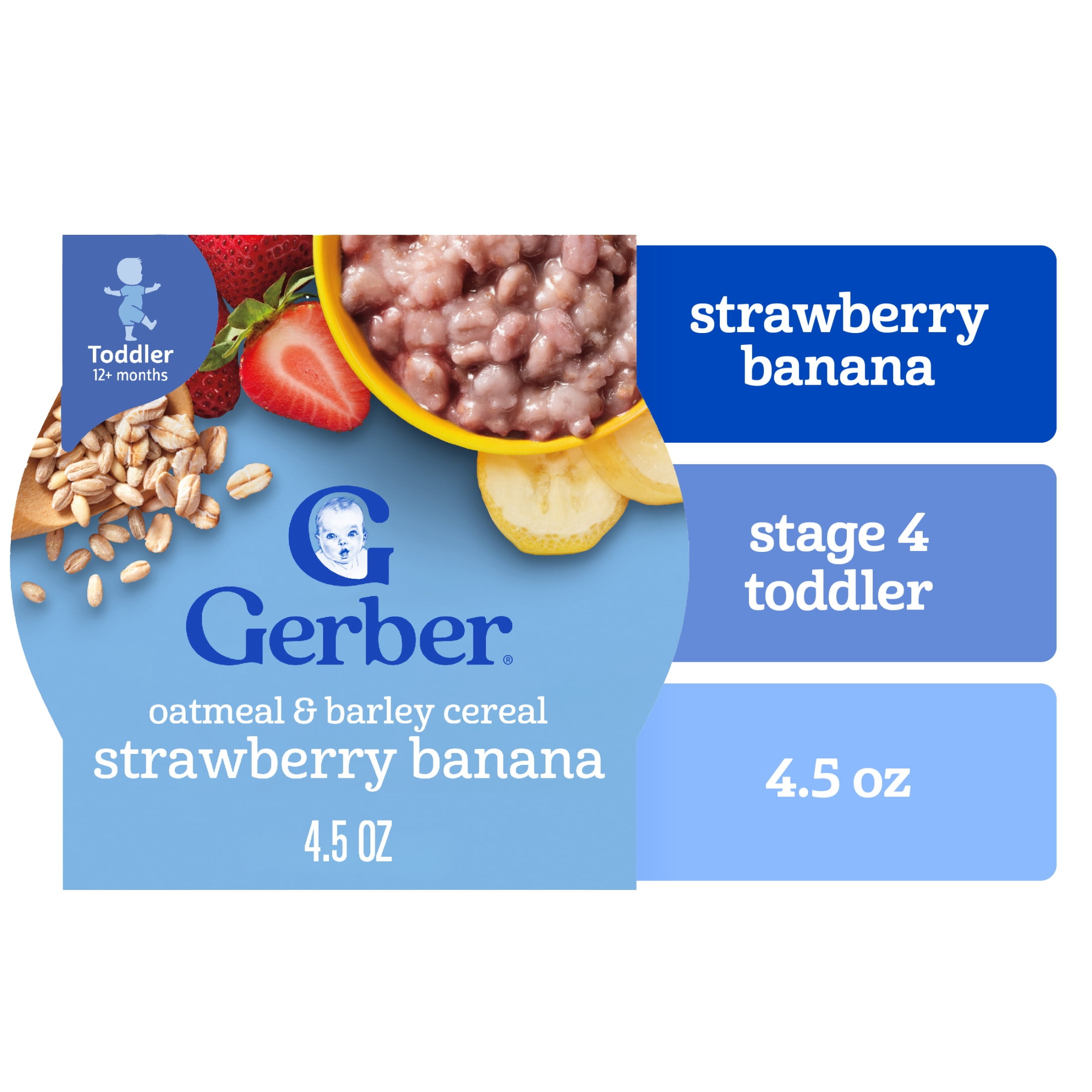 Gerber Toddler Food, Oatmeal and Barley Strawberry Banana Cereal ...