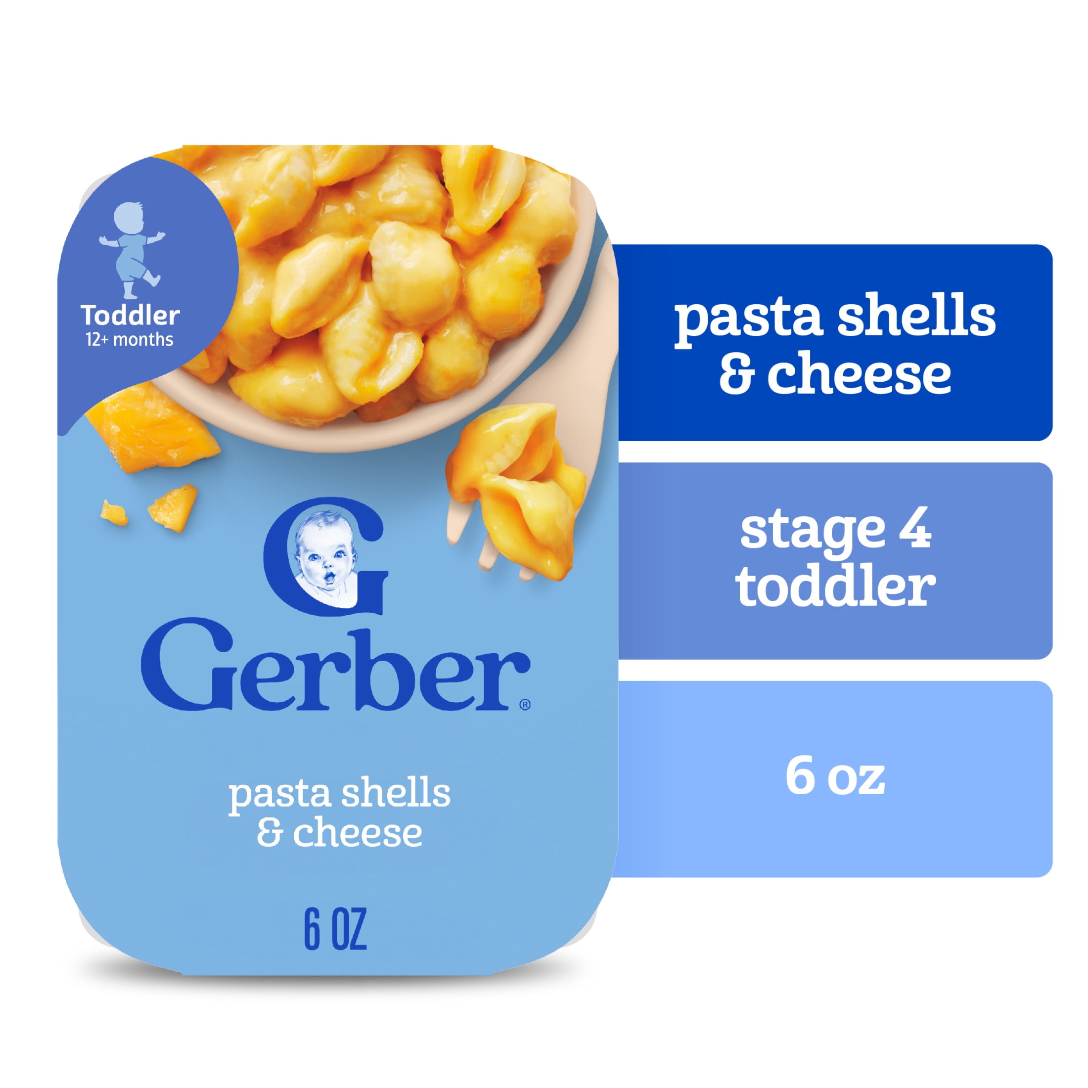 Gerber Toddler Food Pasta Shells and Cheese 6 oz Tray, Wholesome ...
