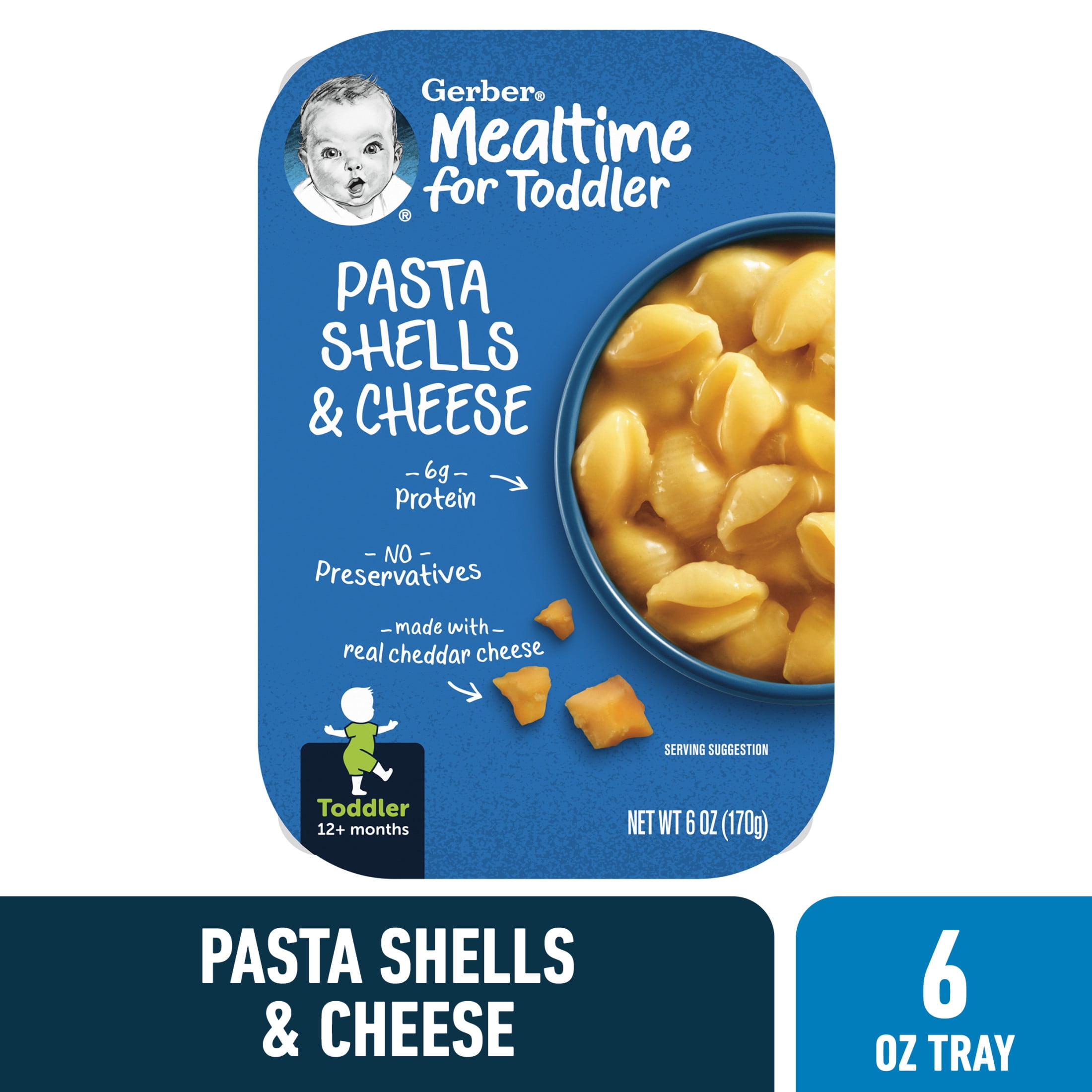 Gerber Toddler Food for Baby, Pasta Shells and Cheese Toddler Meal, 6 ...