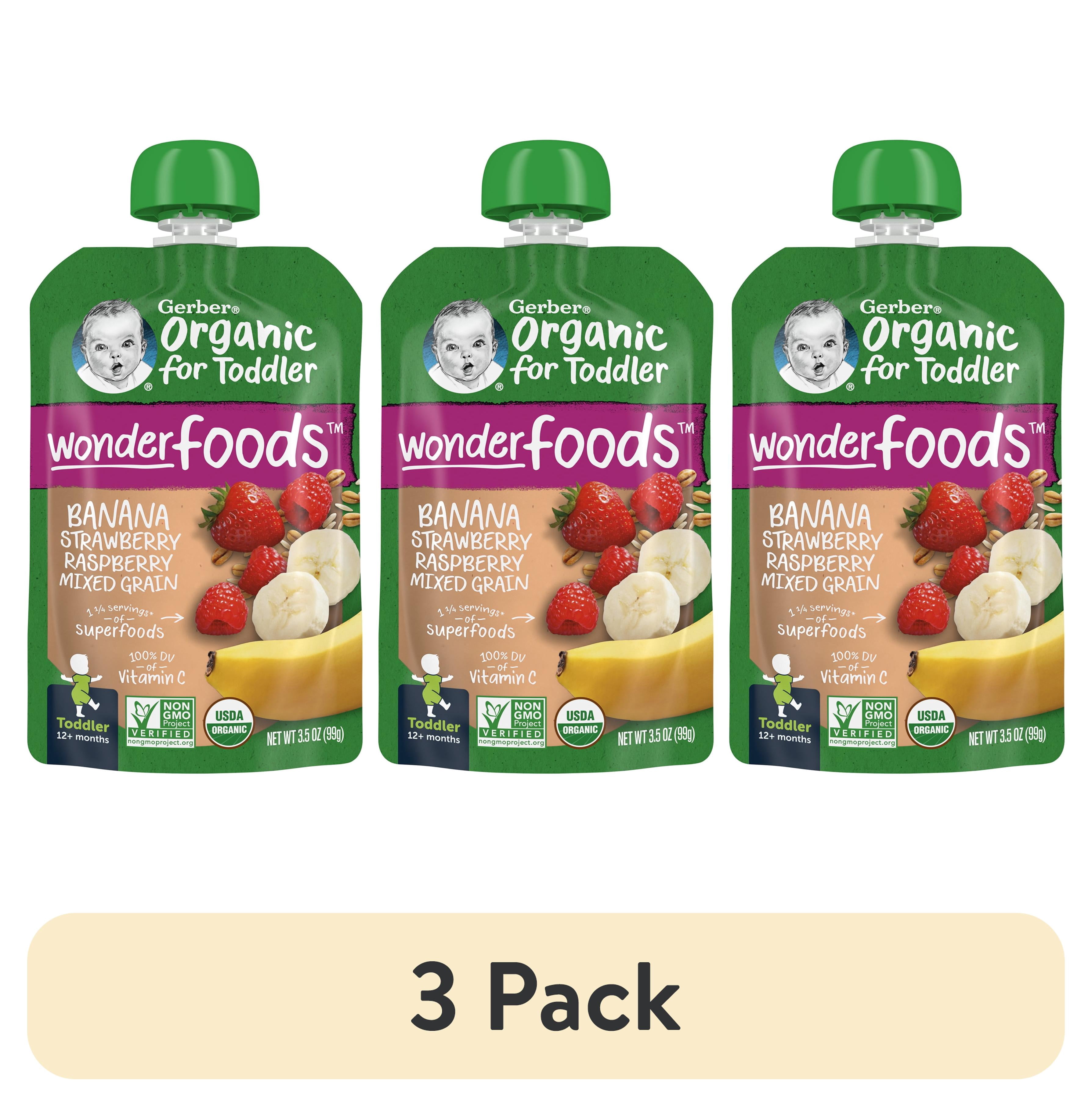 (3 pack) Gerber Stage 2 Baby Food, Organic Banana Strawberry Raspberry ...