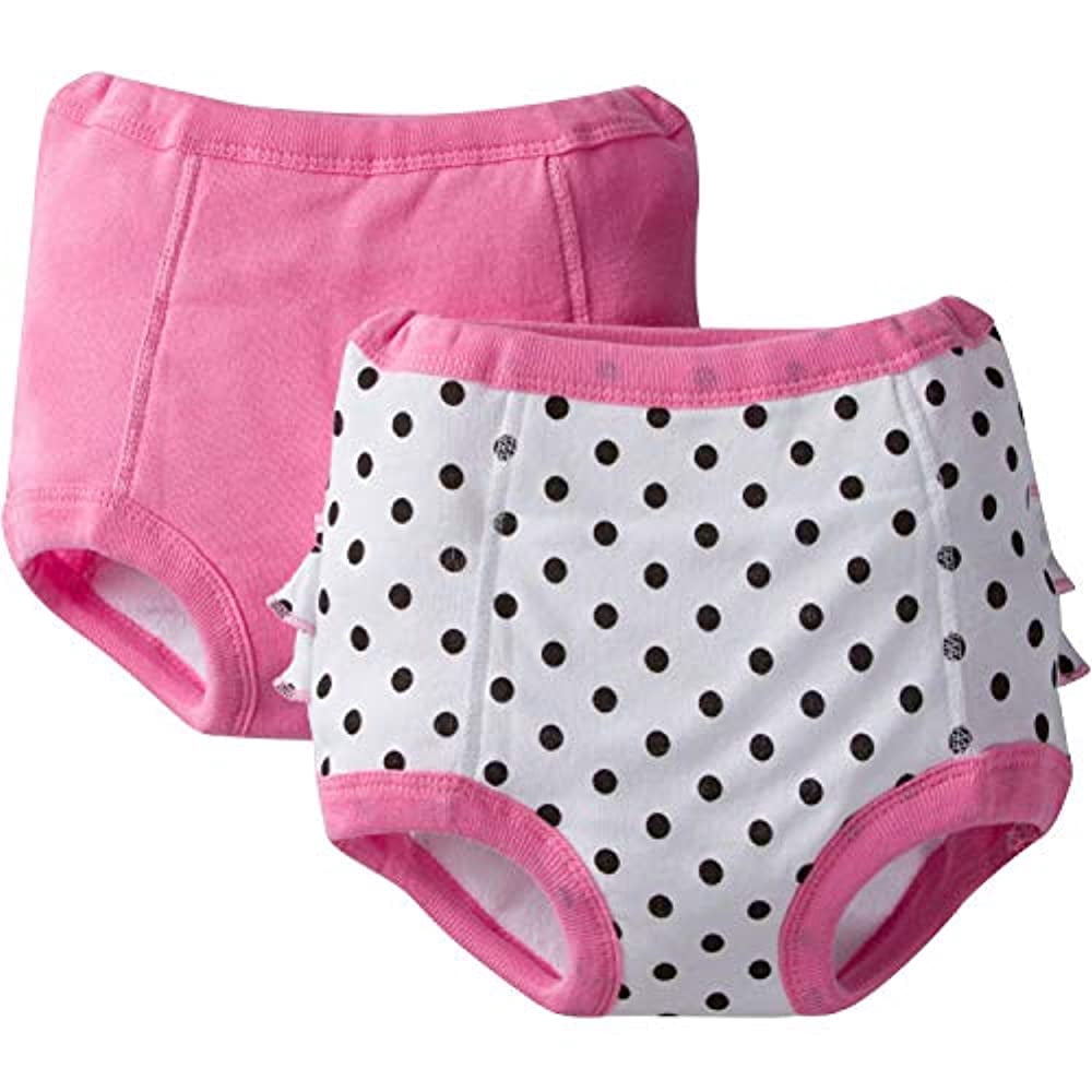 Gerber Toddler Girls' 2 Pack Terry Lined Training Pants, Polka Dots, 2T ...