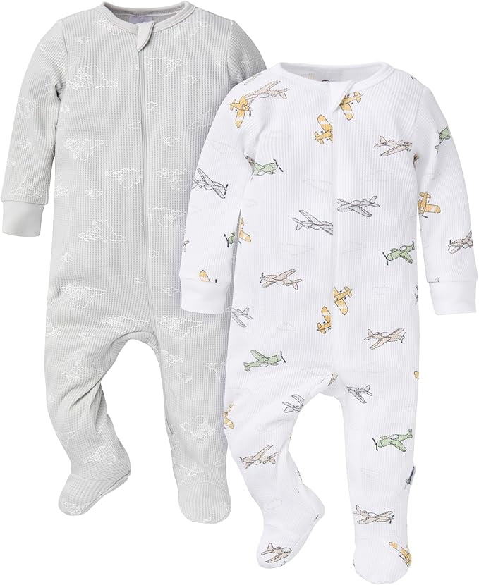 Gerber Unisex Baby 2-pack 2-way Zip Thermal Footed Sleep 'N Play ...