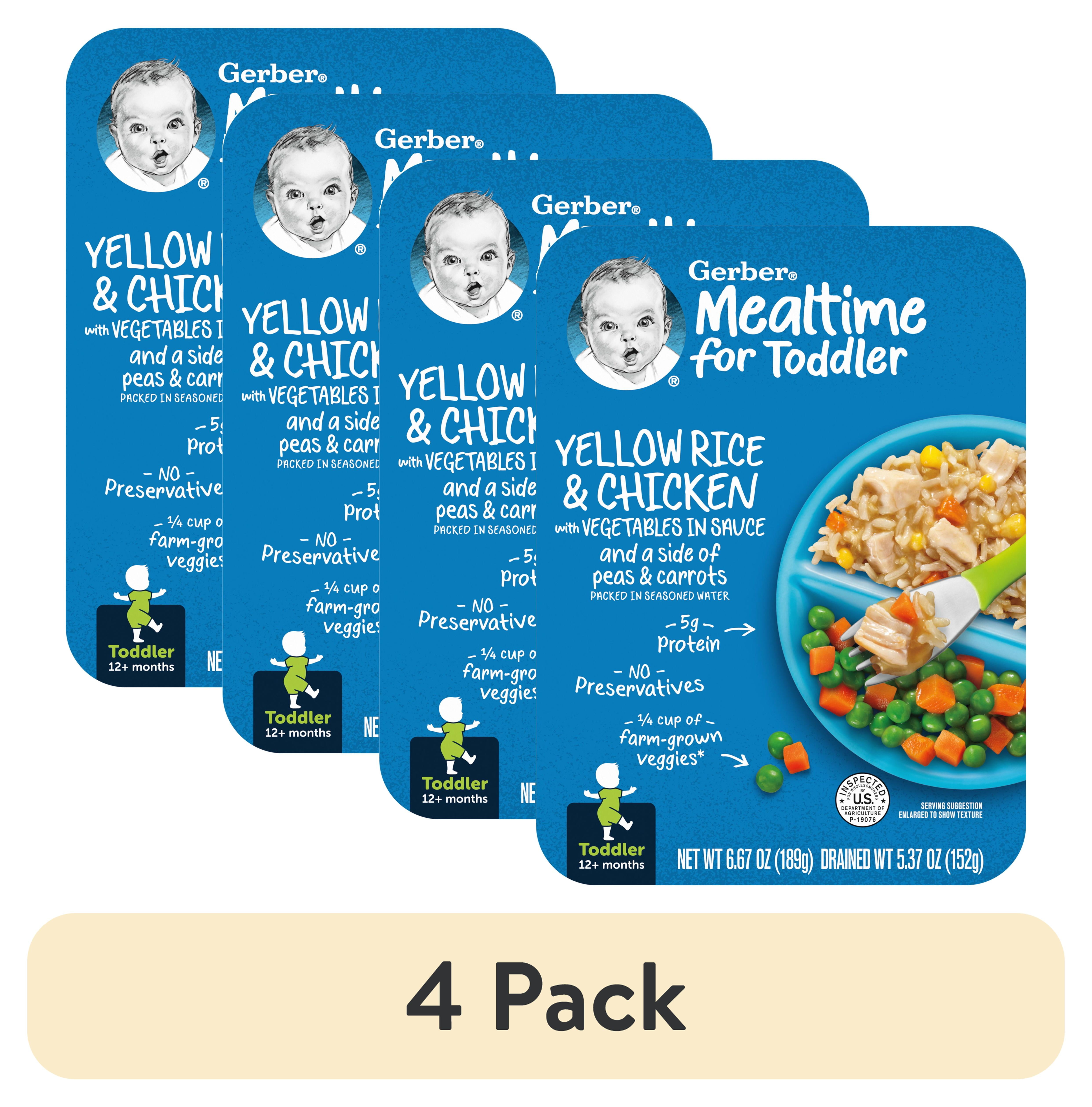 (4 pack) Gerber Toddler Food Baby Food, Yellow Rice & Chicken with ...