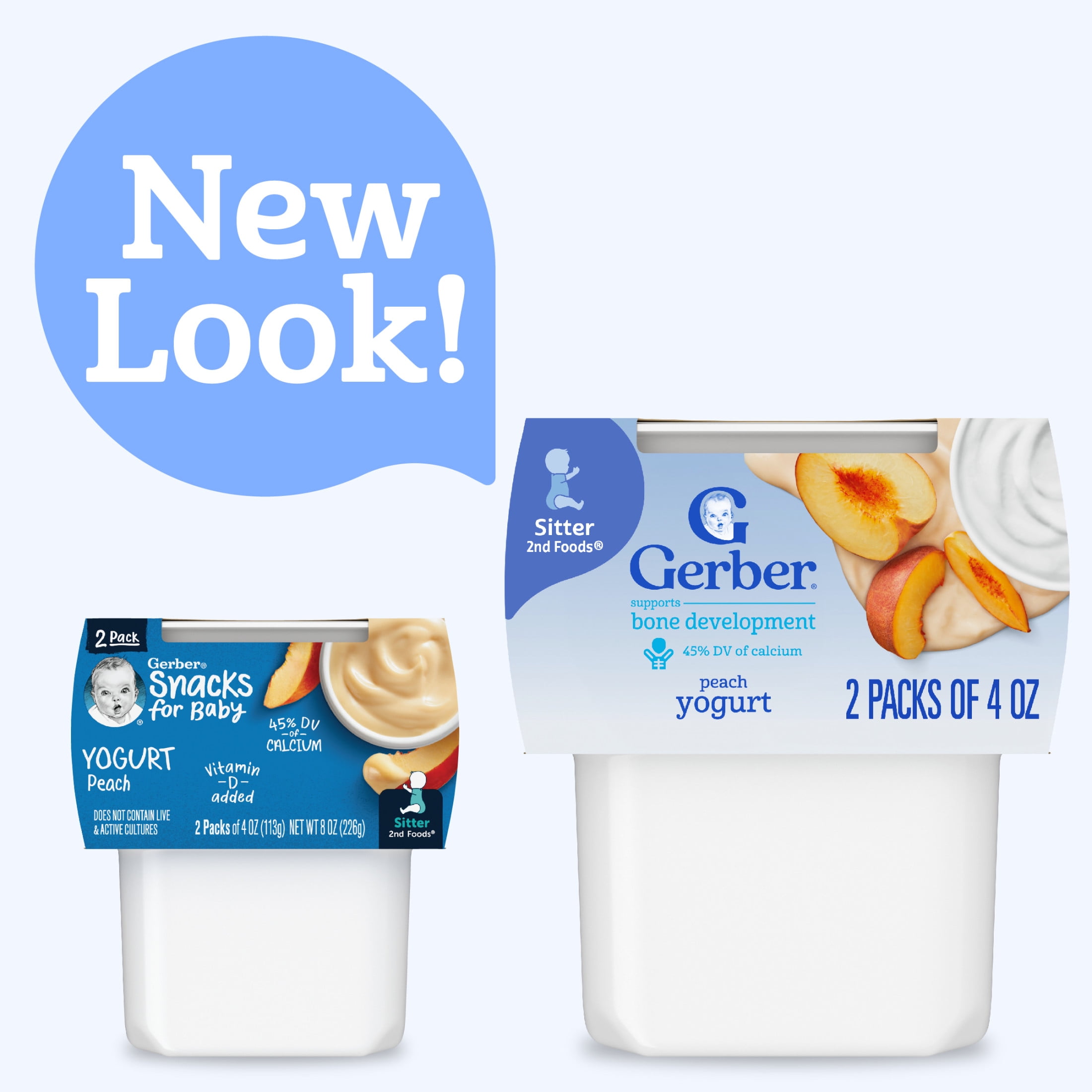 Gerber Yogurt Blends Stage 3 Baby Snacks Peach, 4 oz Tubs (Pack of 2 ...