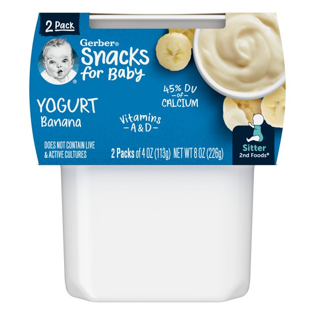 Gerber Yogurt Blends Stage 3 Baby Snacks Banana, 4 oz Tubs (Pack of 2 ...