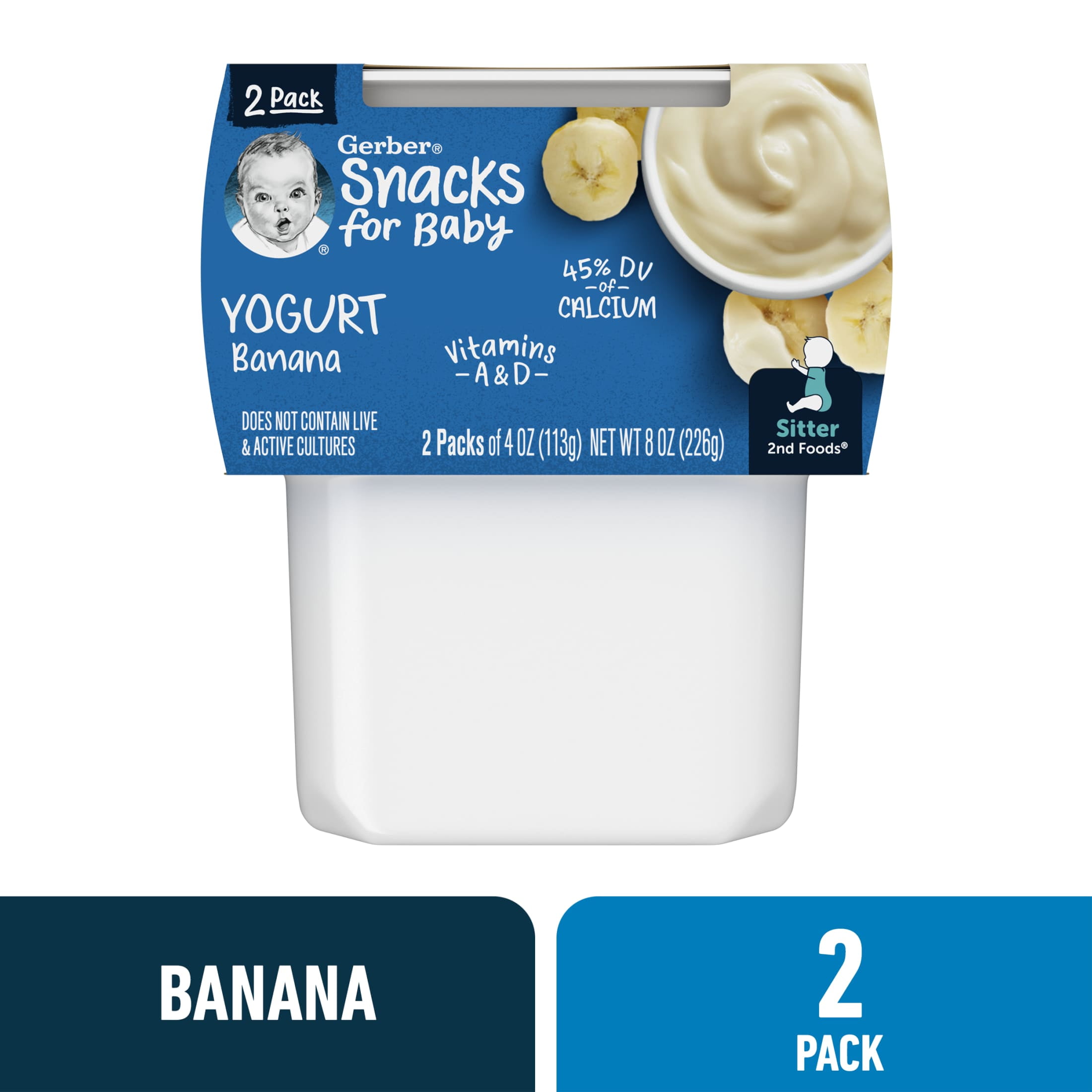 Gerber Yogurt Blends Stage 3 Baby Snacks Banana, 4 oz Tubs (Pack of 2 ...