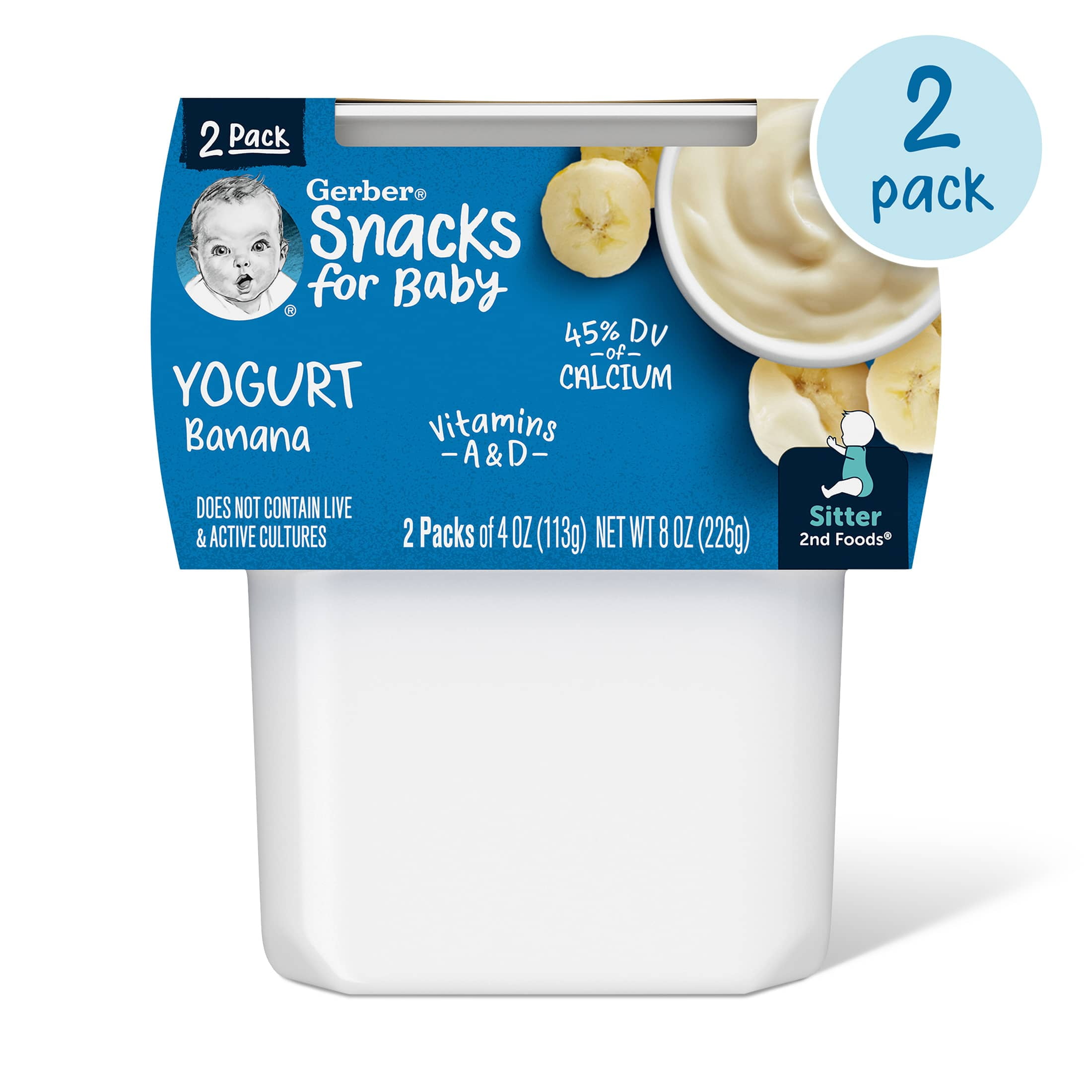 Gerber Yogurt Blends Stage 3 Baby Snacks Banana, 4 oz Tubs (Pack of 2 ...