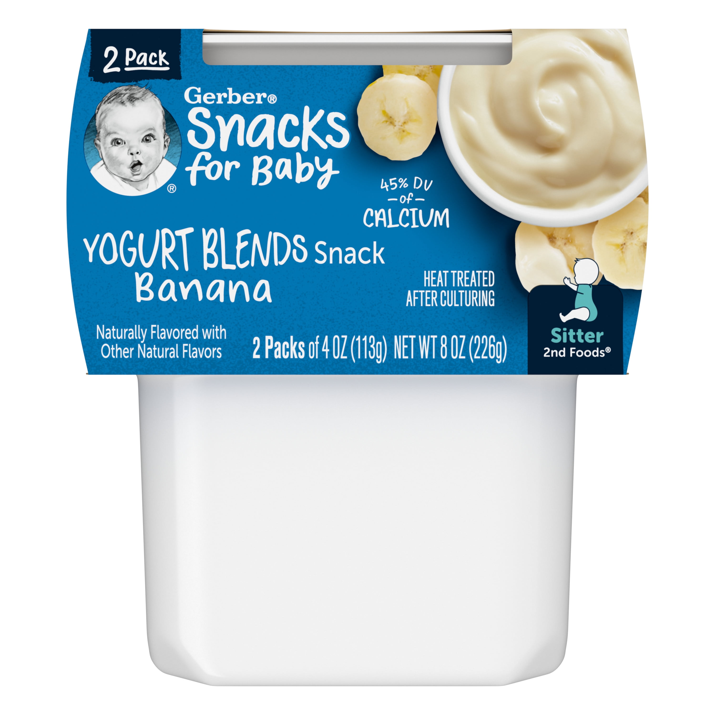 Gerber Yogurt Blends Stage 3 Baby Snacks Banana, 4 oz Tubs (Pack of 2 ...