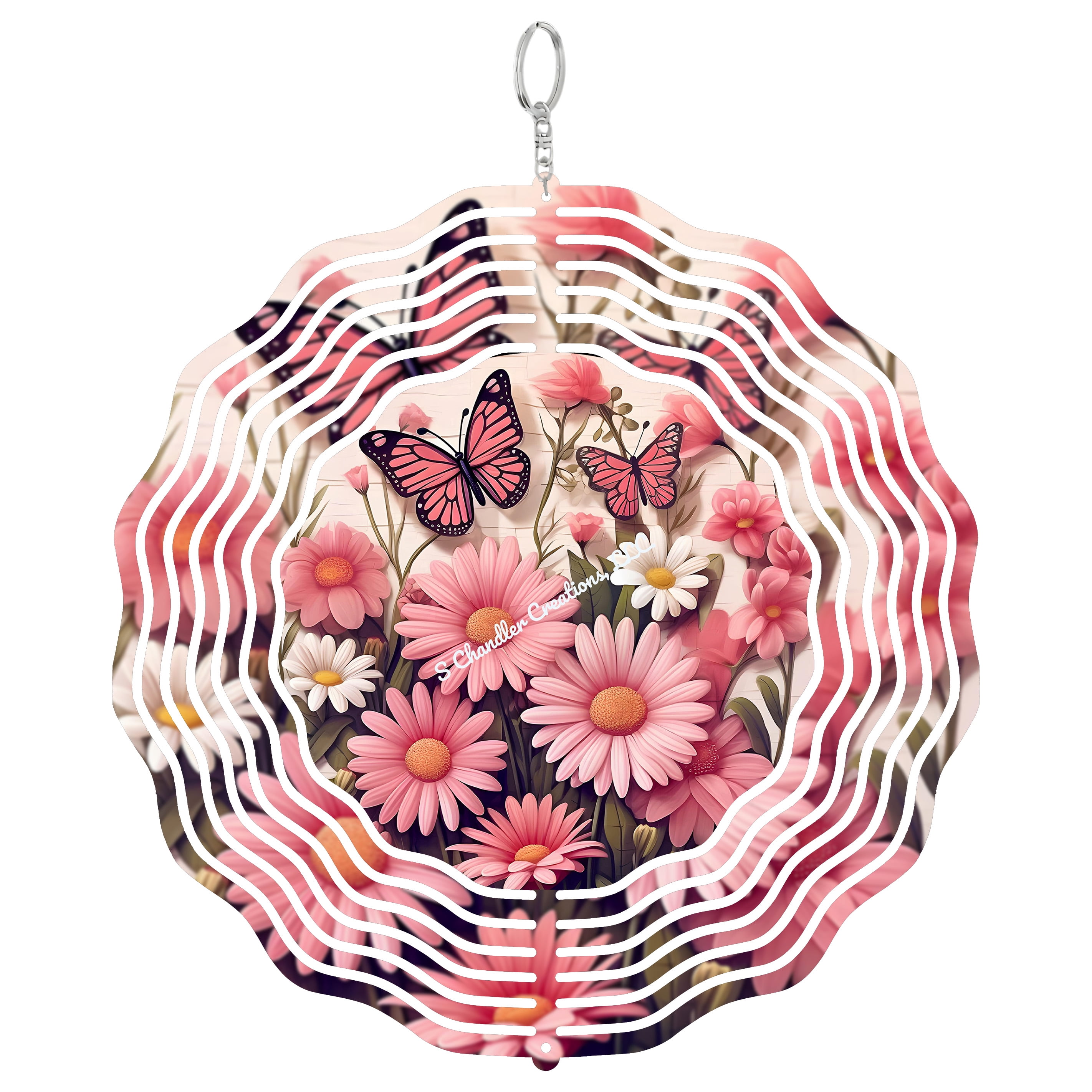 Gerbera Daisy Flower 3D Wind Spinner, Stainless Steel Hanging Decor ...