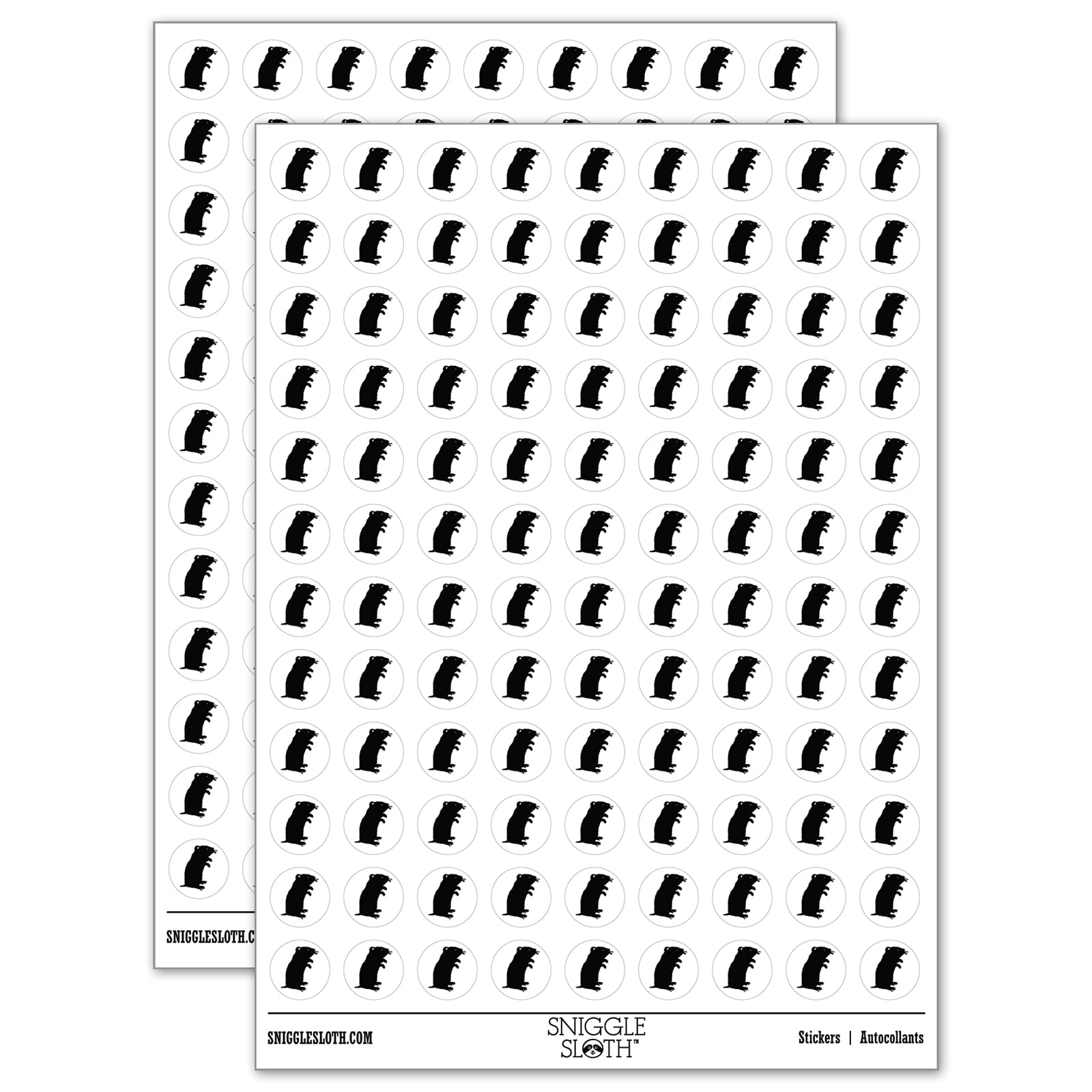 Gerbil Standing Profile 200+ Round Stickers - White - Gloss Finish - 0. ...