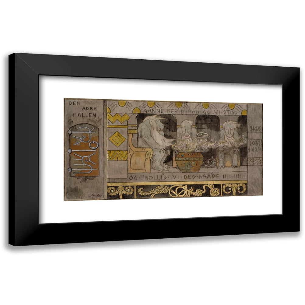 Gerhard Munthe 14x9 Black Modern Framed Museum Art Print Titled - The Second Hall (1902-1904 ...