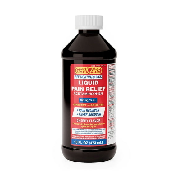 Geri-Care Acetaminophen Liquid Pain Relief 160 mg/5mL - Cherry Flavor ...