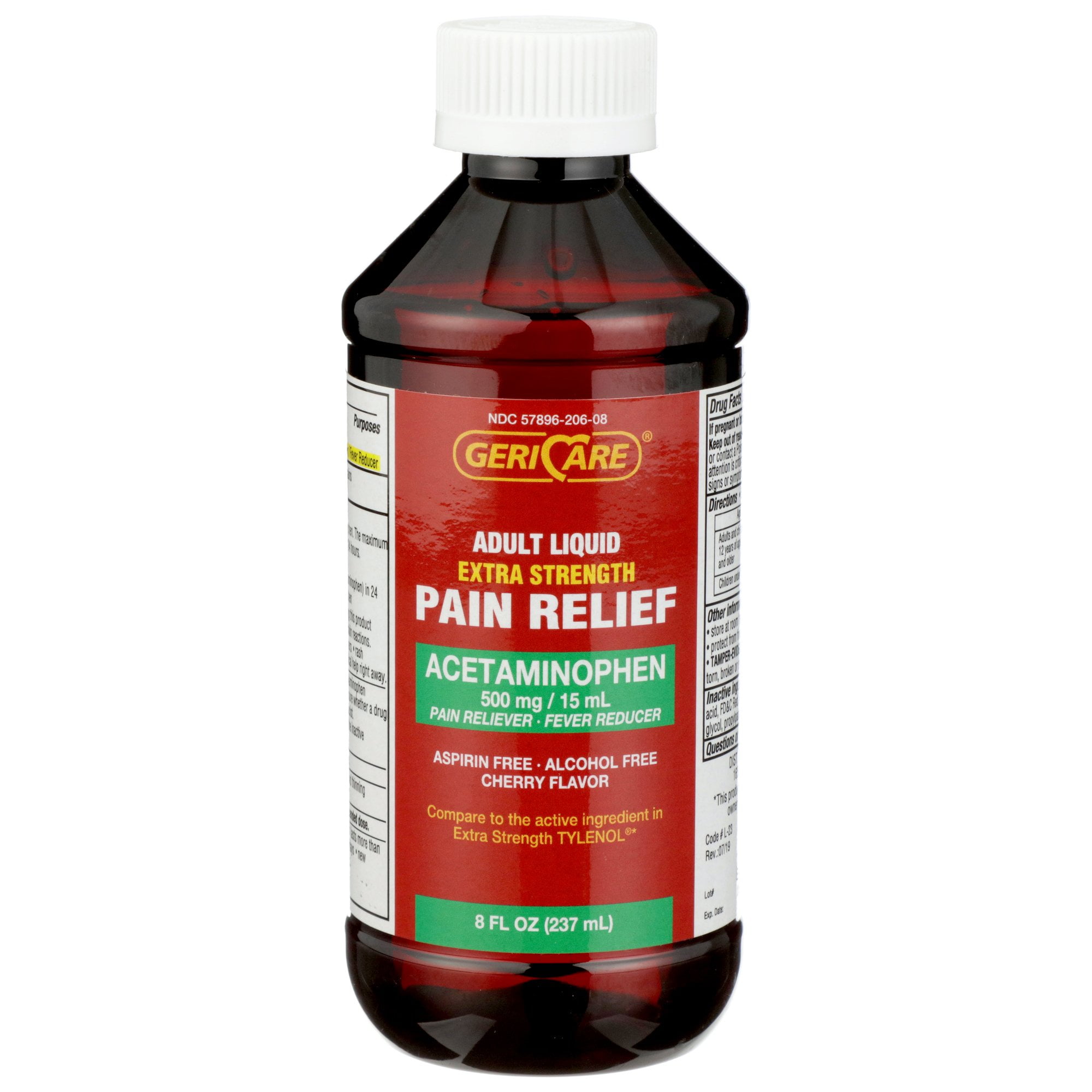 Geri-Care Acetaminophen Pain Relief Liquid, Cherry Flavor - 8 oz Bottle ...