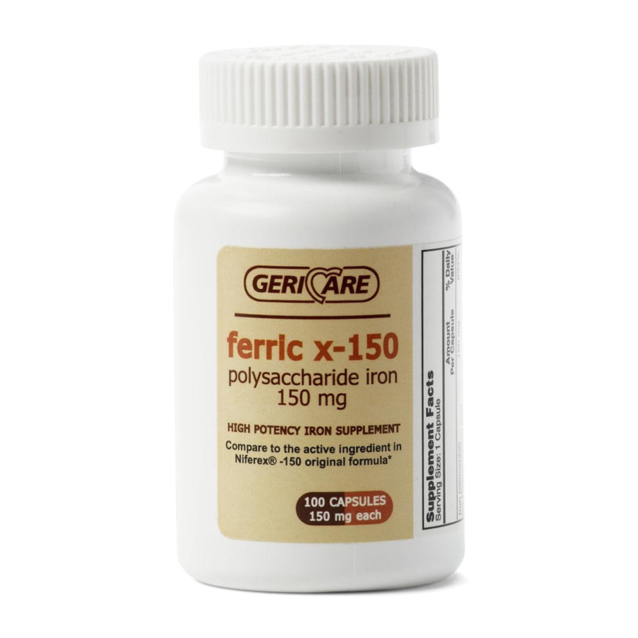 Geri Care Ferric X-150 Polysaccharide Iron Capsules, 100 Ea.. - Walmart.com