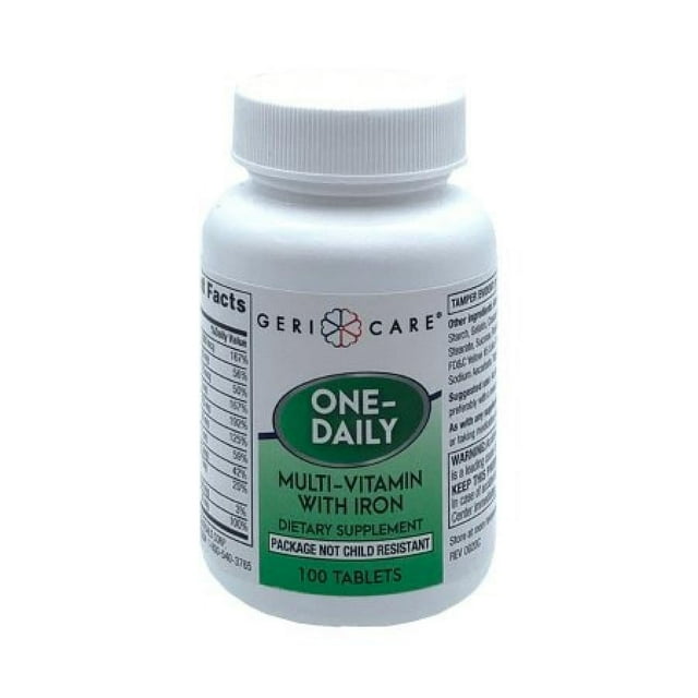Geri-Care Complete MultiVit Adult Supplement with Essential Vitamins & Iron, 100 per Bottle ...