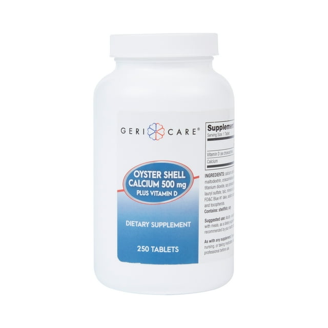 Geri-Care Oyster Shell Calcium Plus Vitamin D Bone Tabs, 500mg, 250 Ct ...