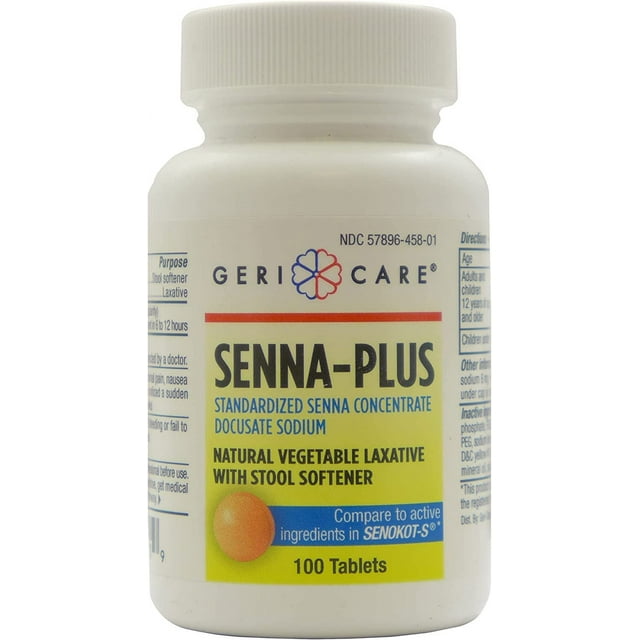 Geri-Care Senna Plus Natural Vegetable Laxative with Stool Softener, 4 ...