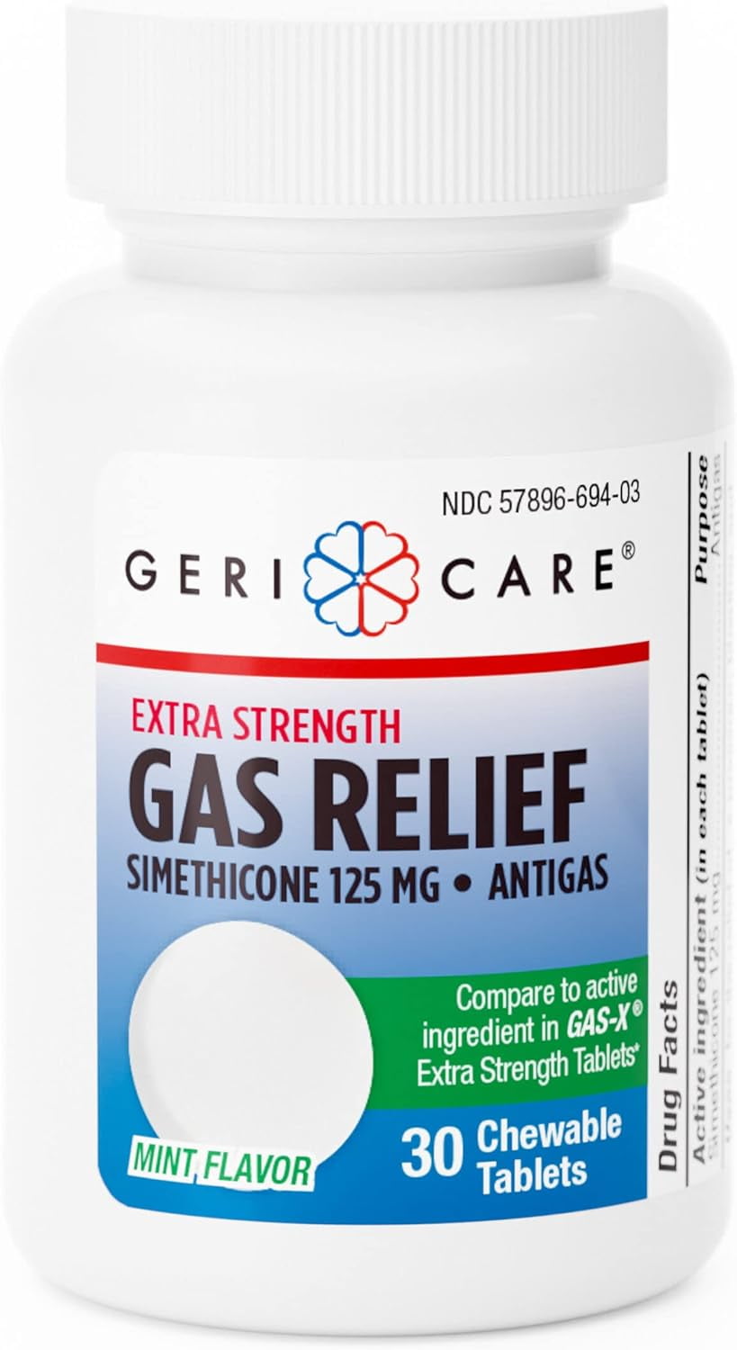GeriCare Chewable Extra Strength Gas Relief Simethicone 125mg, 30 Count ...