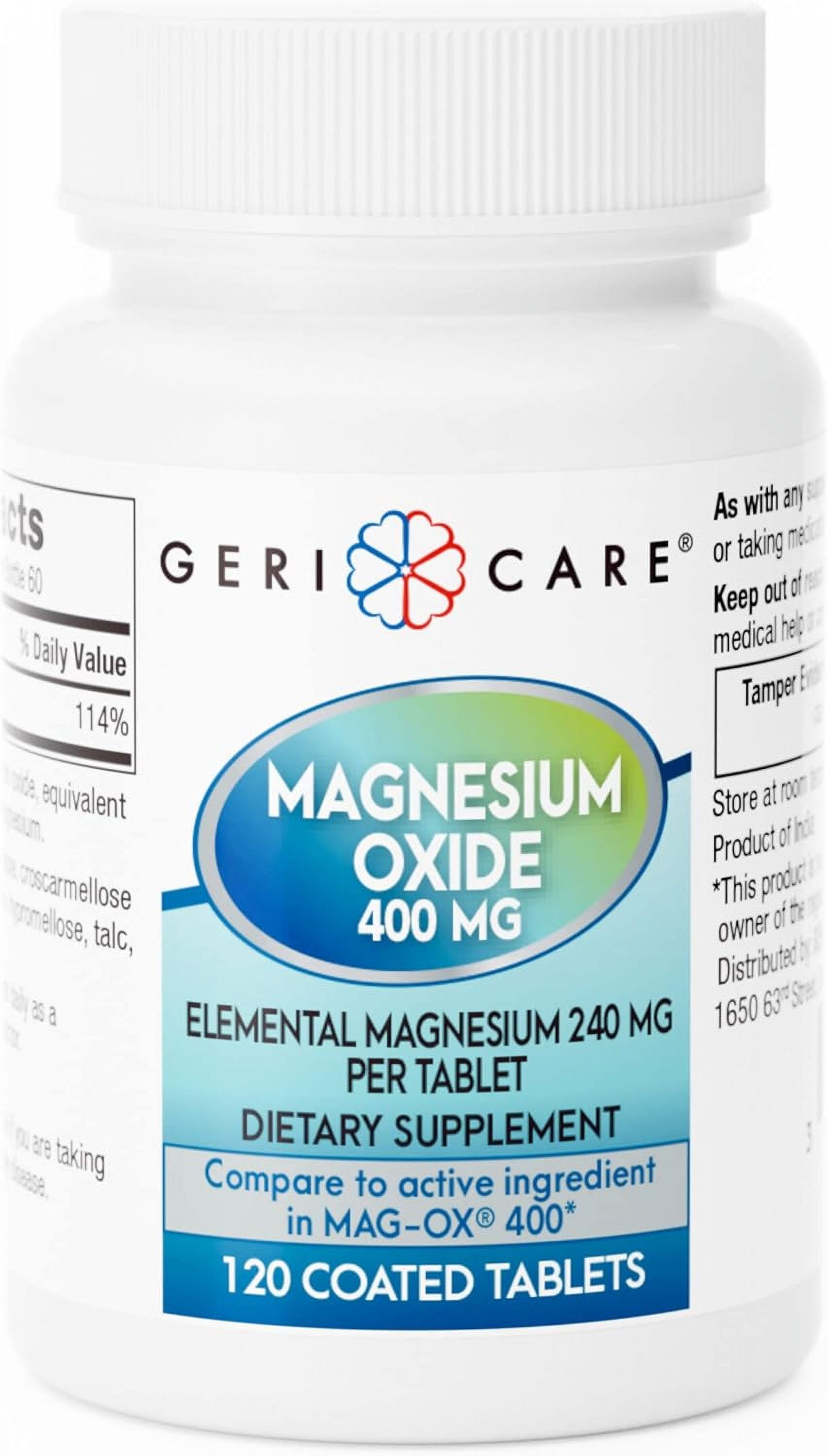 GeriCare Magnesium Oxide 400 mg, 120 Coated Tablets.. - Walmart.com