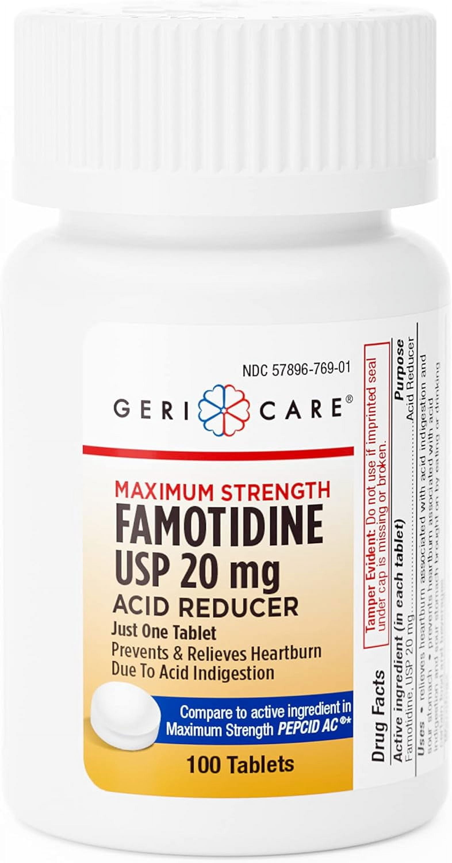 GeriCare Maximum Strength Famotidine 20mg, Acid Reducer Tablets, 100 ...