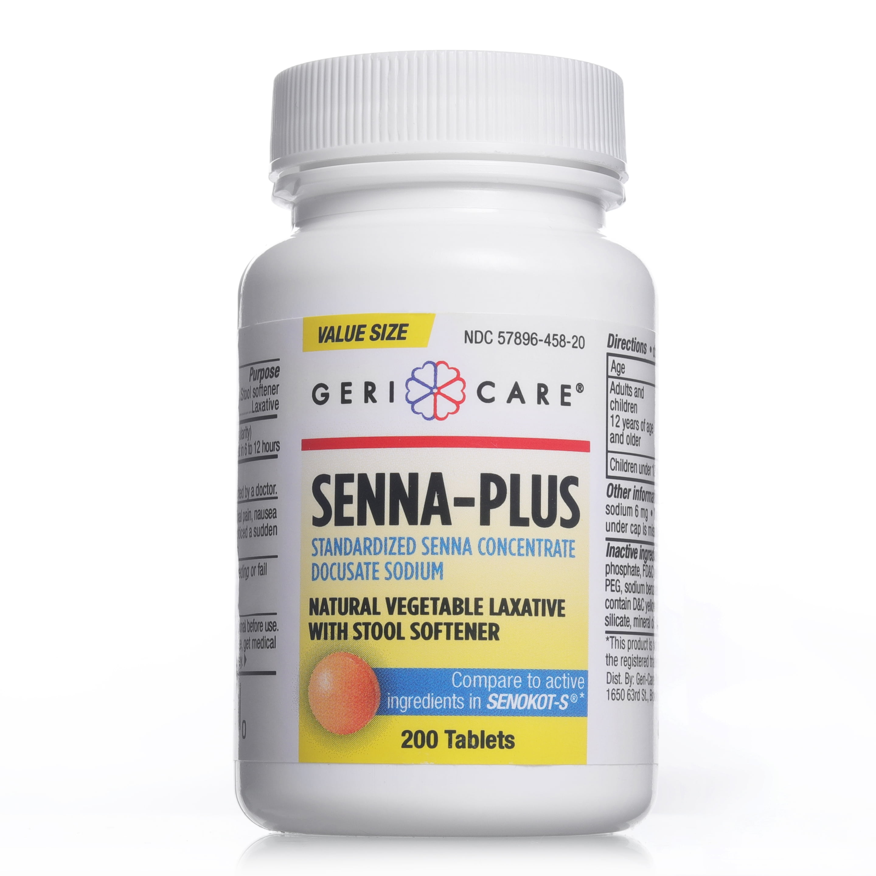 GeriCare Senna Plus Natural Laxative with Stool Softener, Docusate ...