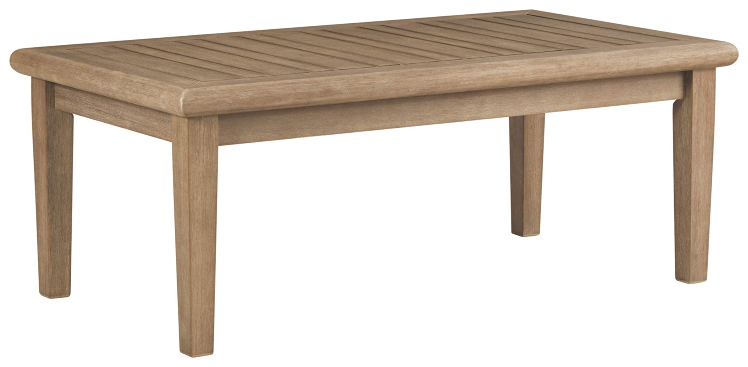 Gerianne Modern Outdoor Coffee Table, Eucalyptus Wood Slat Top ...