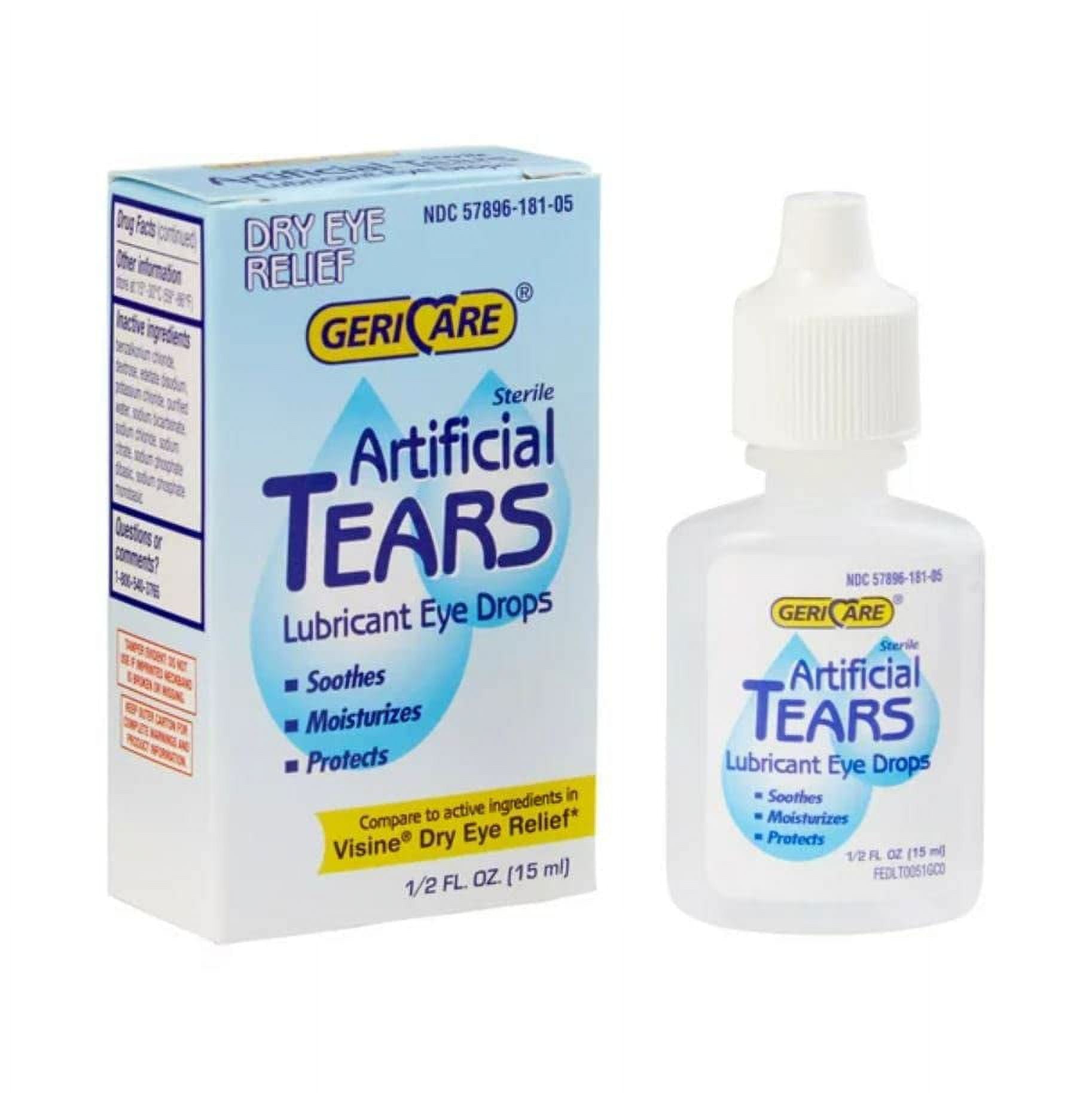 Gericare Artificial Tears Lubricant Eye Drops, 15 mL Per Bottle (6 Pack ...