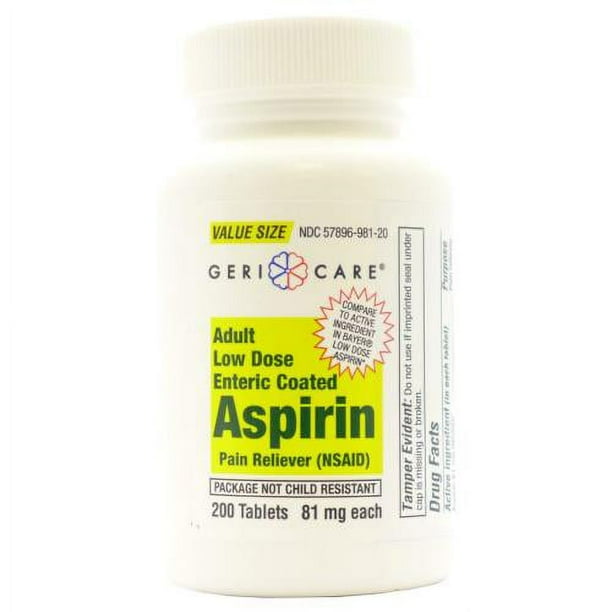 Gericare Aspirin EC 81mg Tabs (Bottle of 200) - Walmart Business Supplies