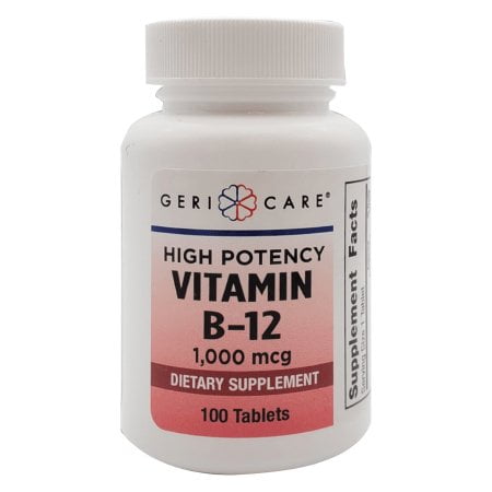 Gericare High Potency Vitamin B12 1000 mcg Tablet 100 per Bottle ...