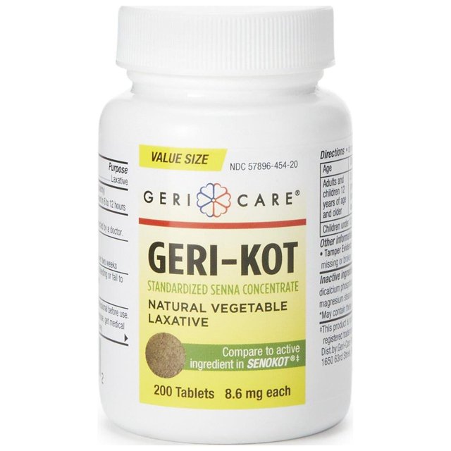 Gericare Senna 8.6mg Vegetable Laxative Tabs (Senokot Generic)(Bottle ...