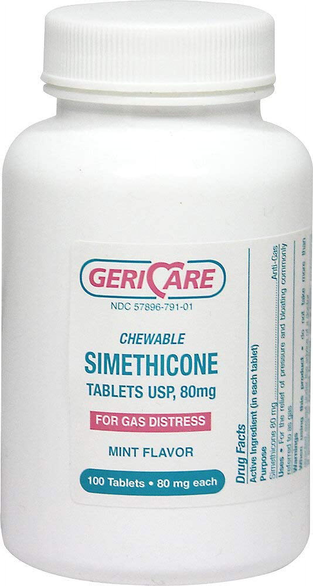 GeriCare Simethicone Tablets, 80mg, Chewable Mint, Gas Relief and ...