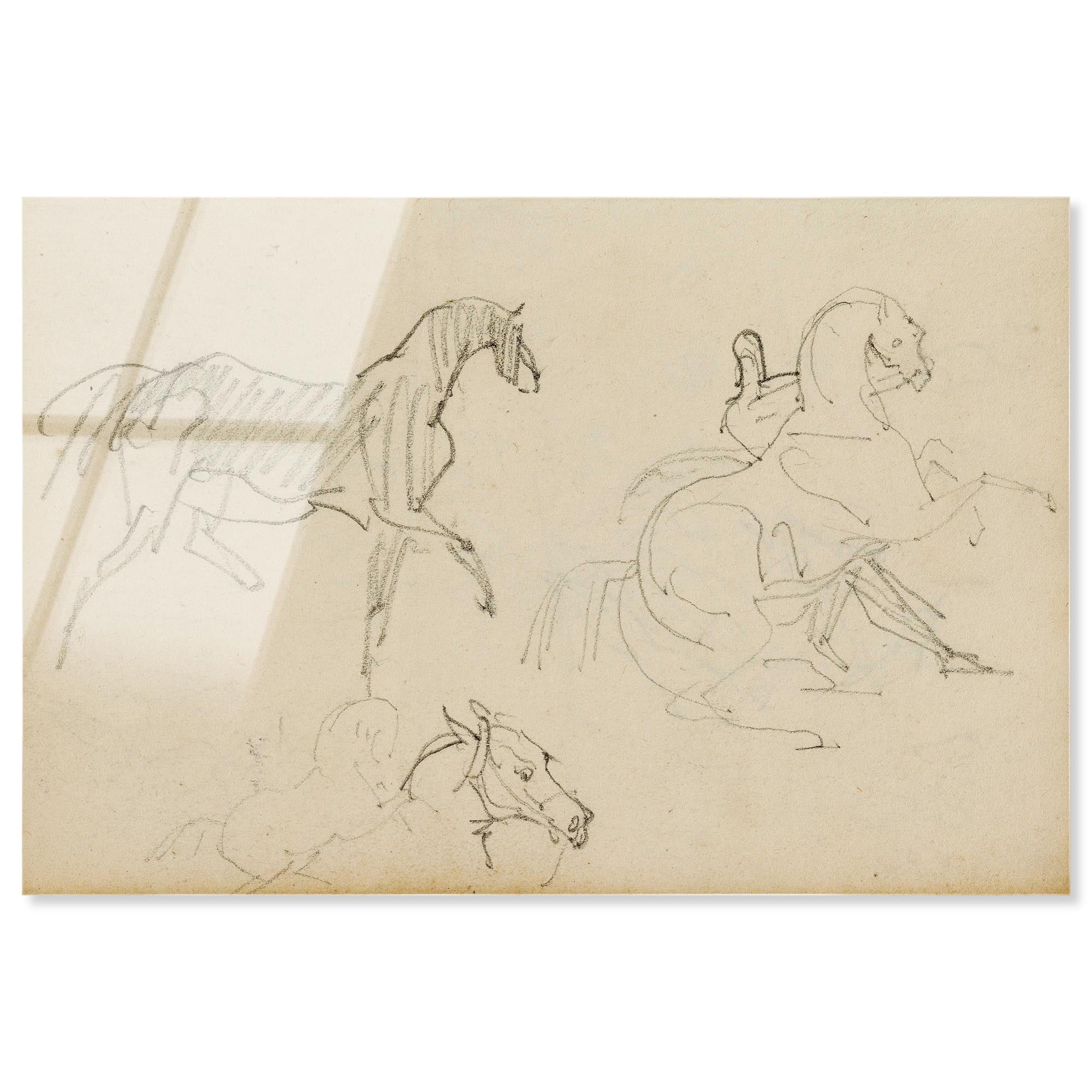 Gericault - Three horse studies Acrylic Farm Animals Art by Art Remedy ...