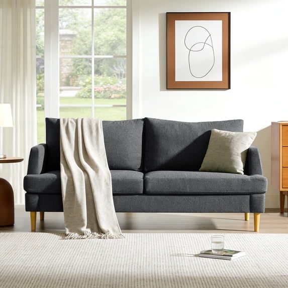 Gericco 70" Linen Loveseat Sofa 2 Seater Mid Century Modern Couch Comfy ...