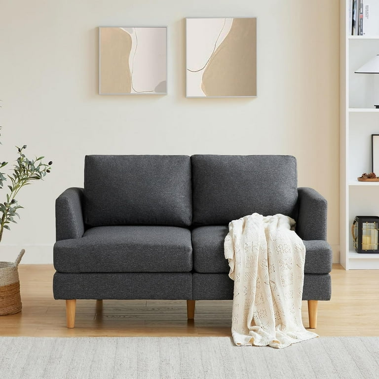 Gericco Loveseat Sofa Mid Century Modern Decor Love Seat Couches for Living Room Dark Gray