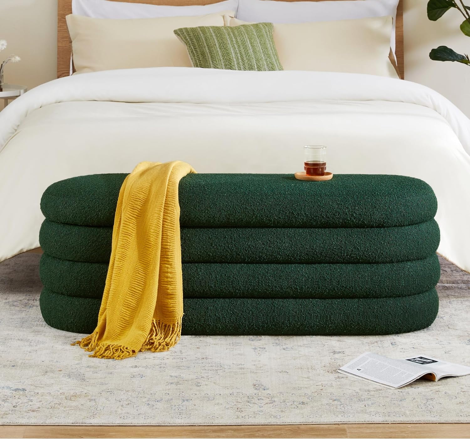 Gericco 49.2 Inch Upholstered Fabric Storage Ottoman Bench for Bedroom ...