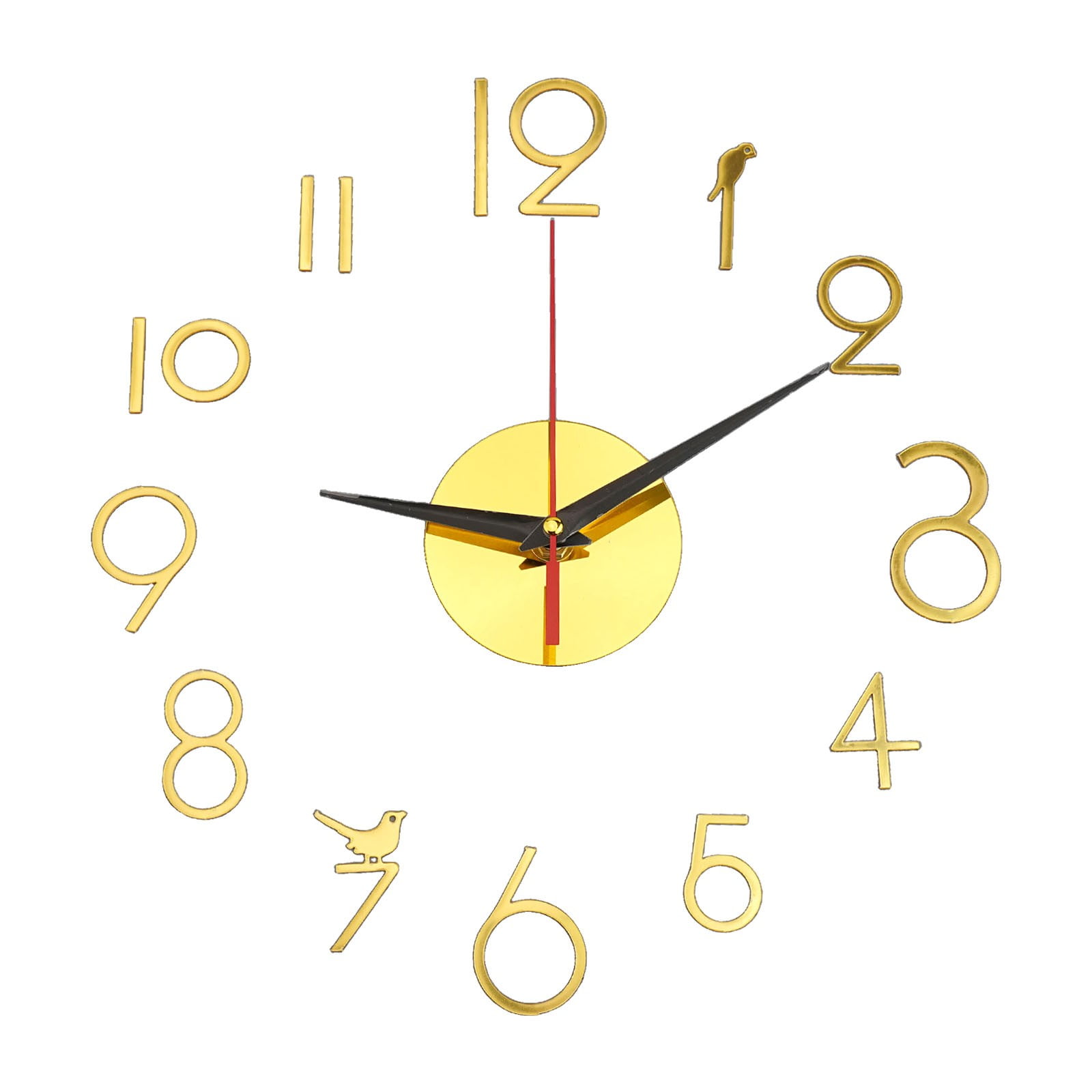 Gerich 1 Pcs Gold 3d Diy Wall Clock Decor Sticker Mirror Frameless Large Diy Wall Clock Kit For