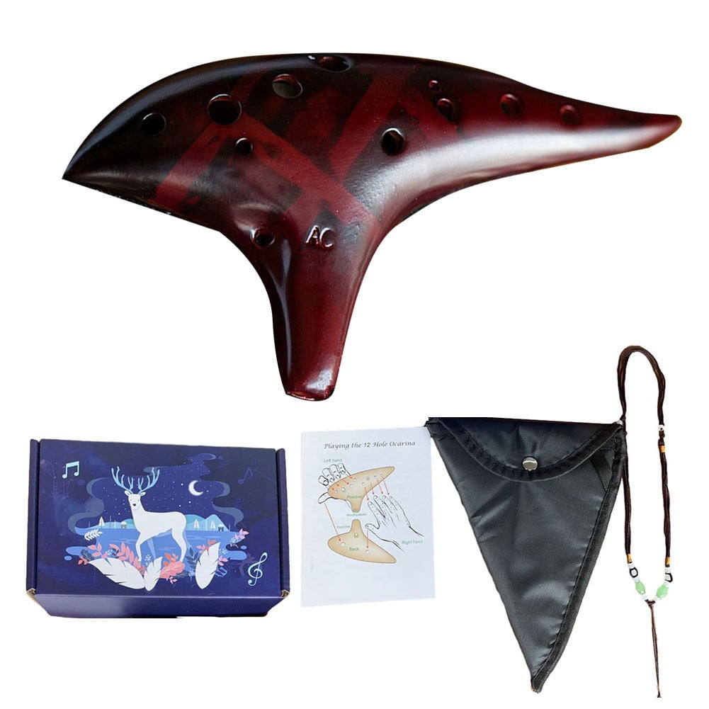 Gerich 12-Hole Ceramic Ocarina Instrument with Song Book And Carry Bag ...