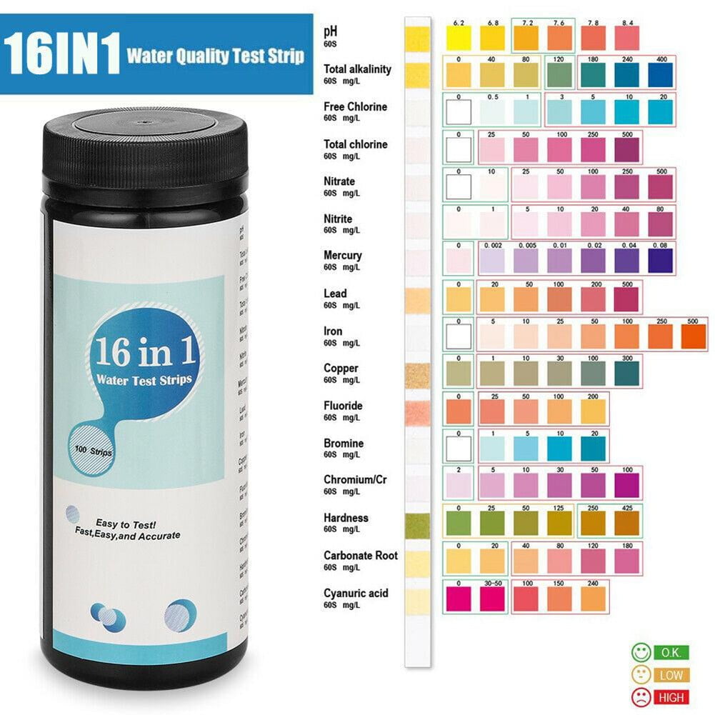 Gerich 16 in 1 Water Test Strips, Drinking Water Test Kit Strips Home ...