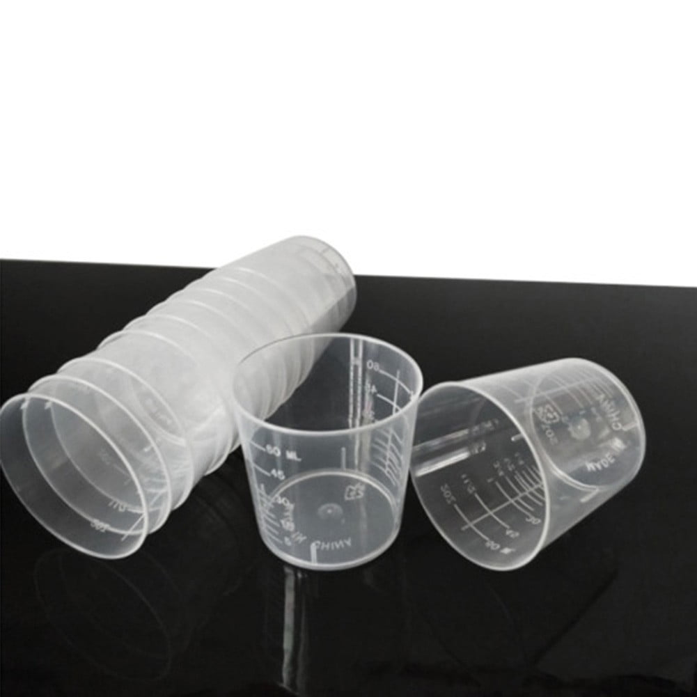 Gerich 20 Pcs 10 ml Transparent Plastics Measure Cups Dual Scales Cup ...